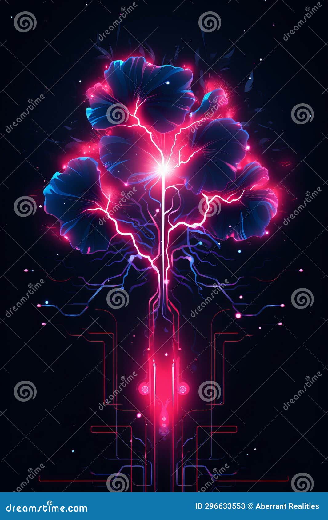 An Illustration of a Tree with Glowing Lights on it Stock Illustration ...