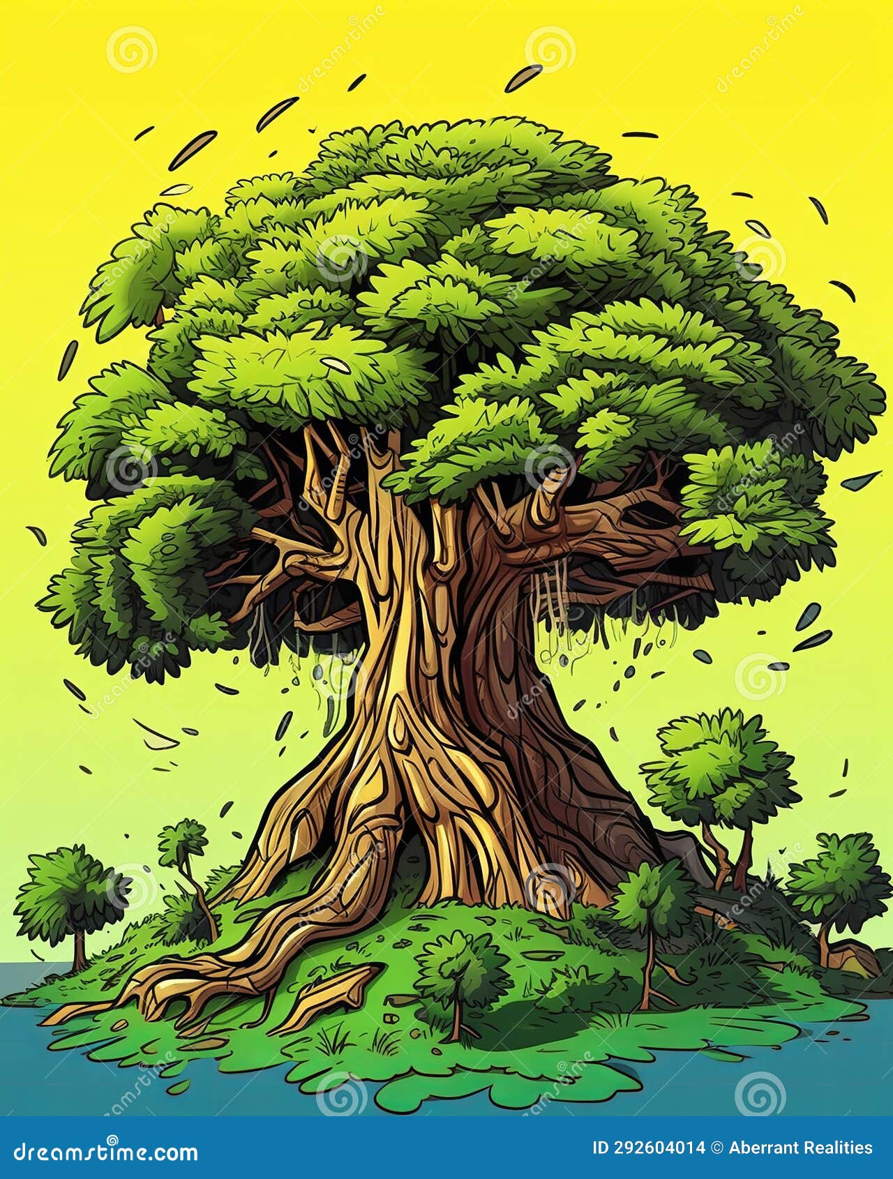 An Illustration of a Tree on an Island Stock Illustration ...