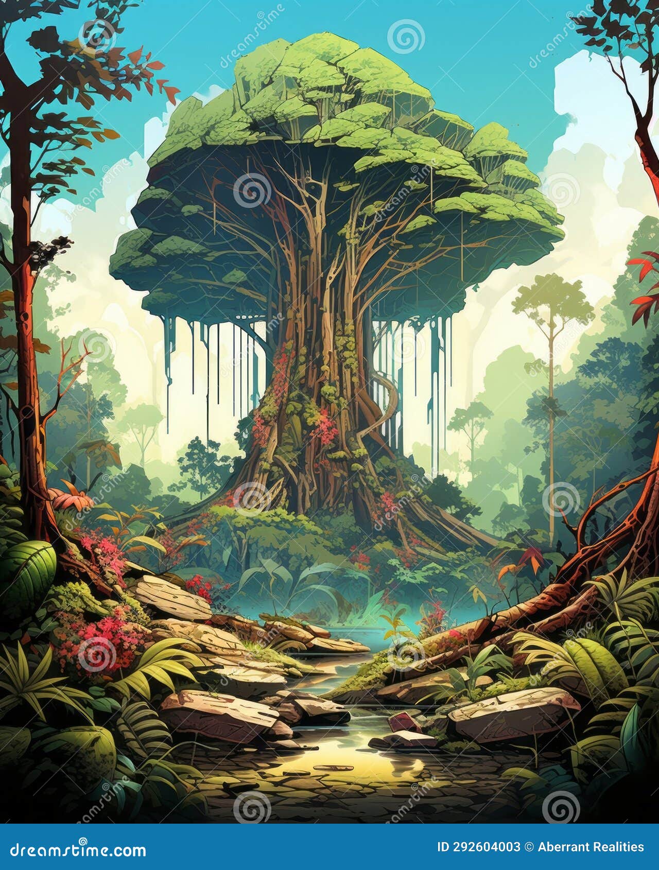 An Illustration of a Tree in the Jungle Stock Illustration ...