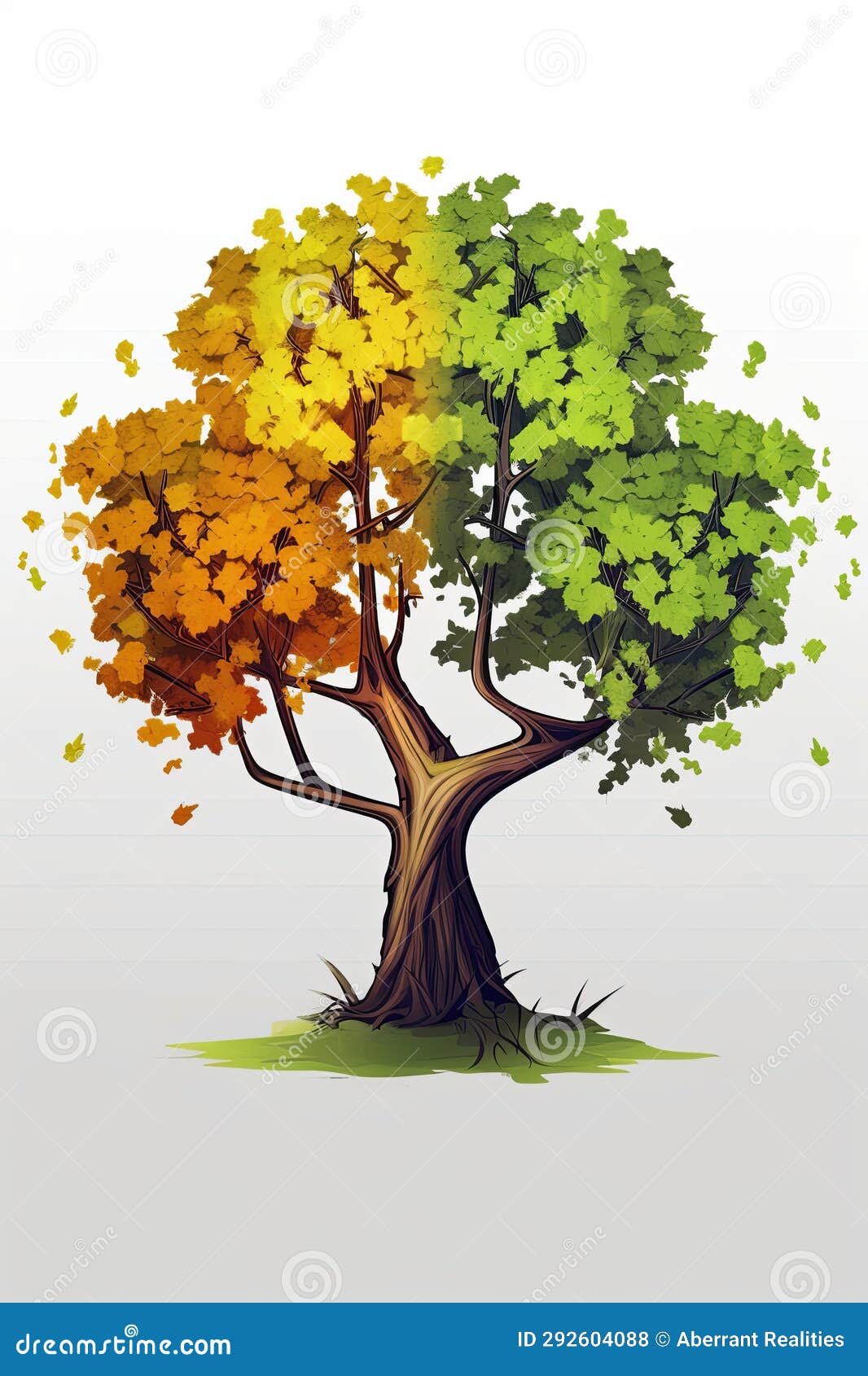 An Illustration of a Tree with Leaves Changing Colors Stock ...
