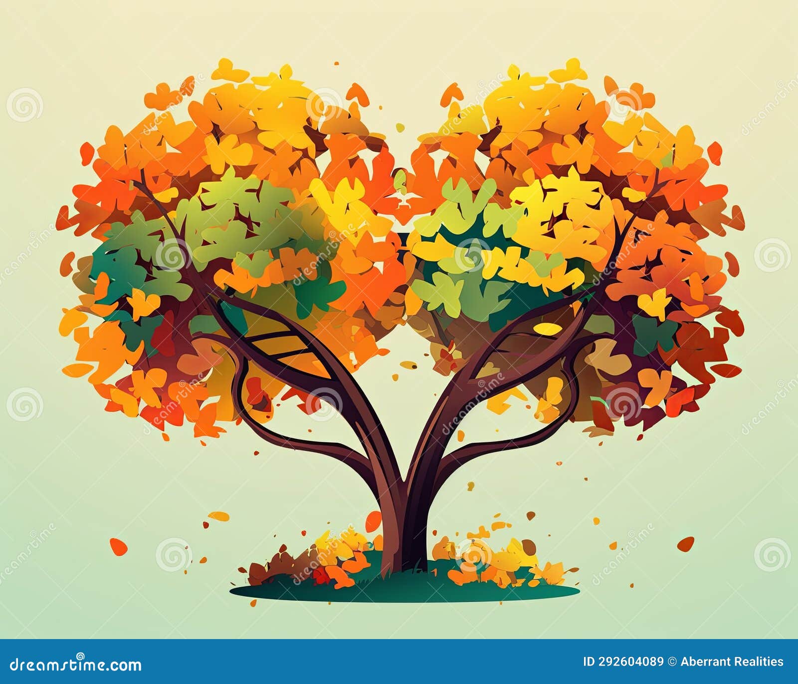 An Illustration of a Tree with Leaves Changing Colors Stock ...