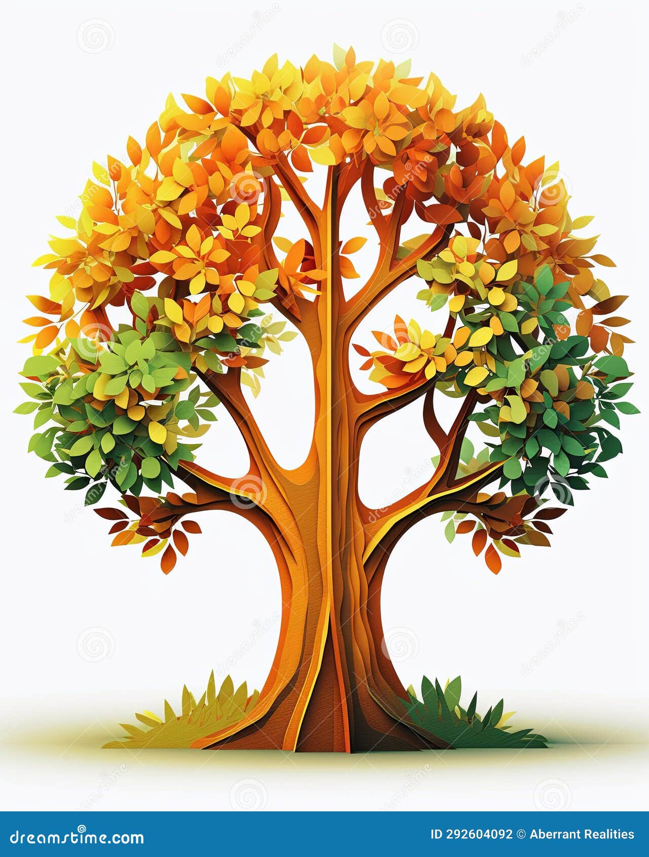 An Illustration of a Tree with Leaves in Different Colors Stock ...