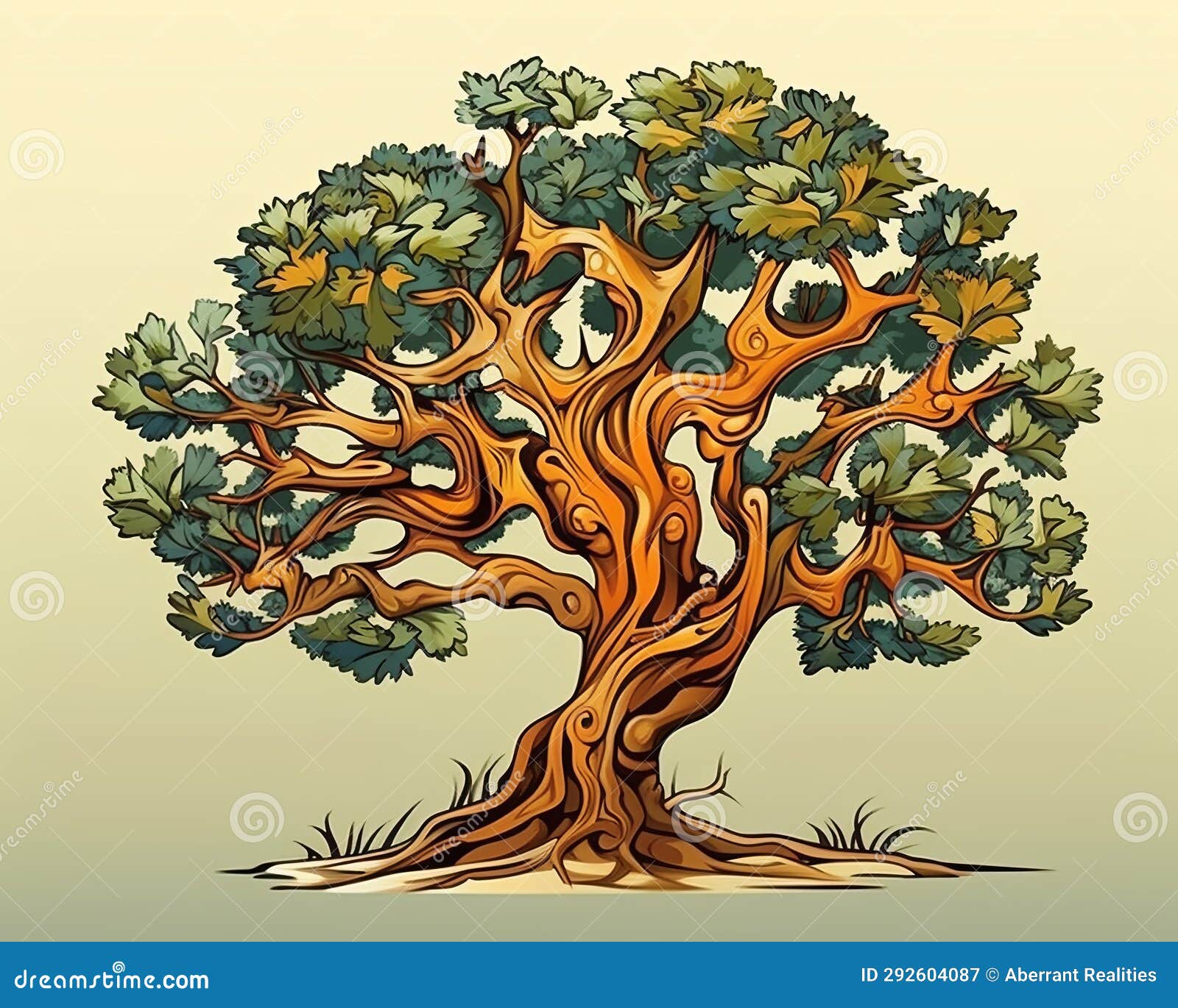 An Illustration of a Tree with Leaves and Roots Stock Illustration ...