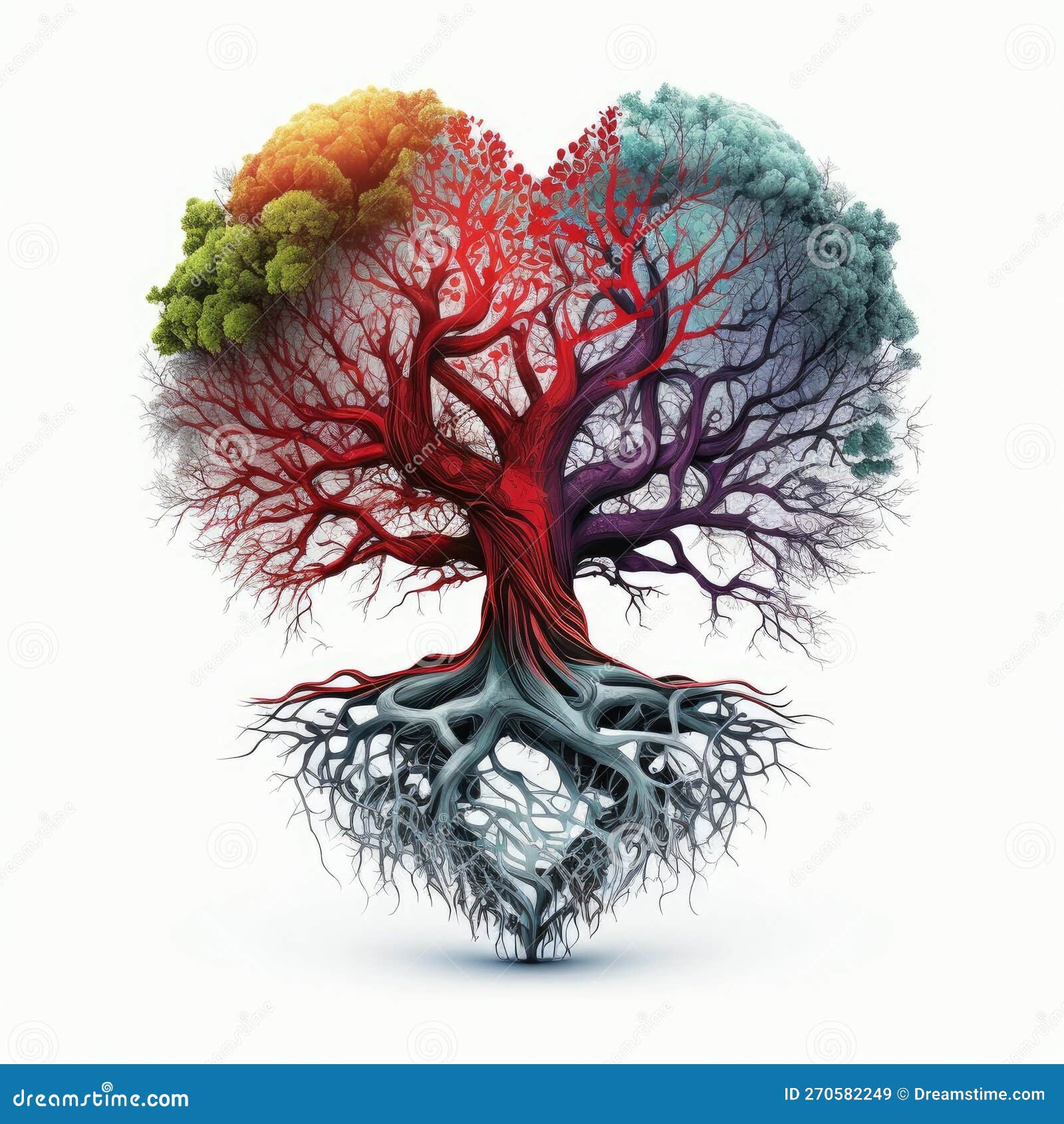 Illustration of Tree of Life with Its Roots Forming a Heart, Generative ...