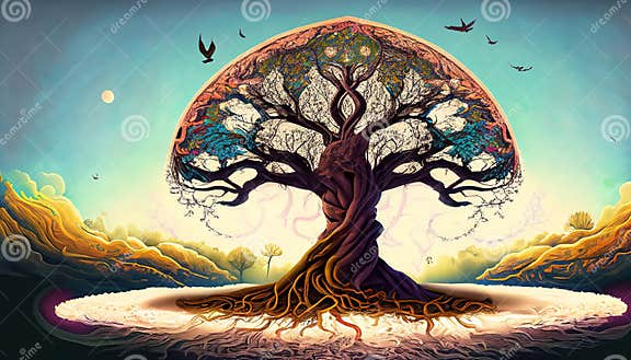 Illustration of the Tree of Life. Root of the Tree Stock Illustration ...