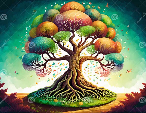 Illustration of the Tree of Life. Root of the Tree Stock Illustration ...