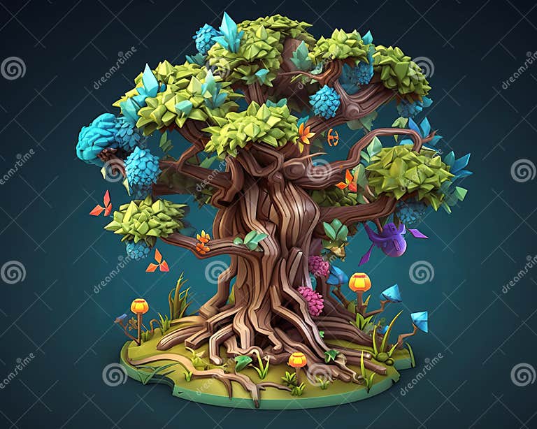An Illustration of a Tree with Lots of Different Animals on it Stock ...