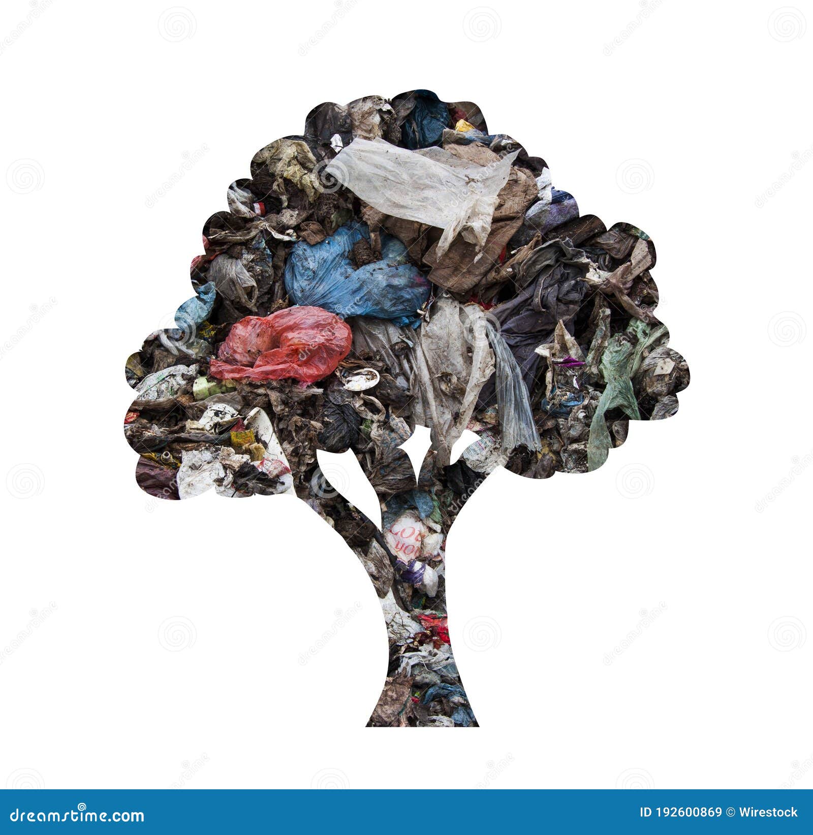 Illustration of a Tree Made of Municipal Waste - Concept of Recycling ...