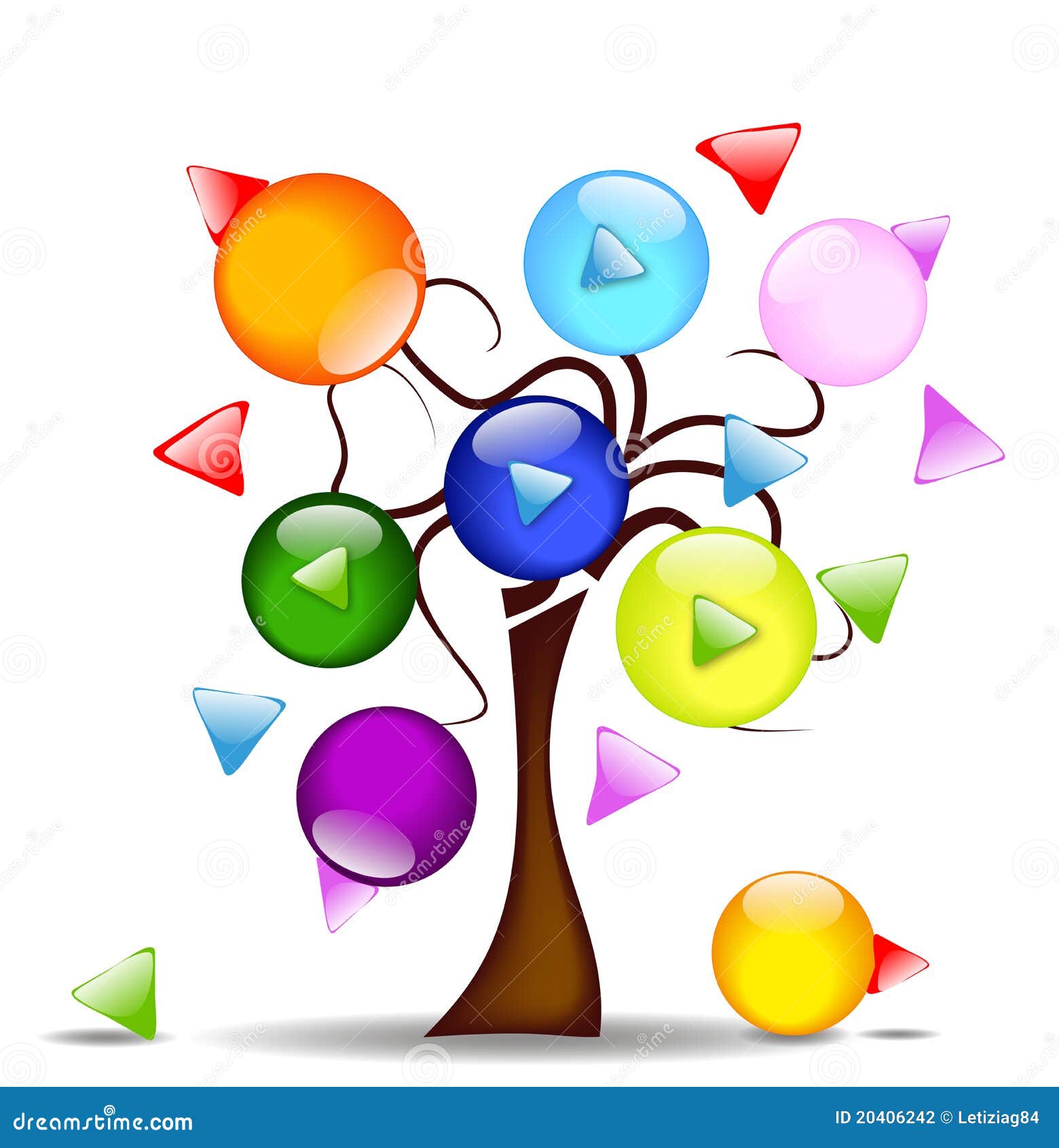 Illustration with Tree and Multi-directional Butto Stock Vector ...