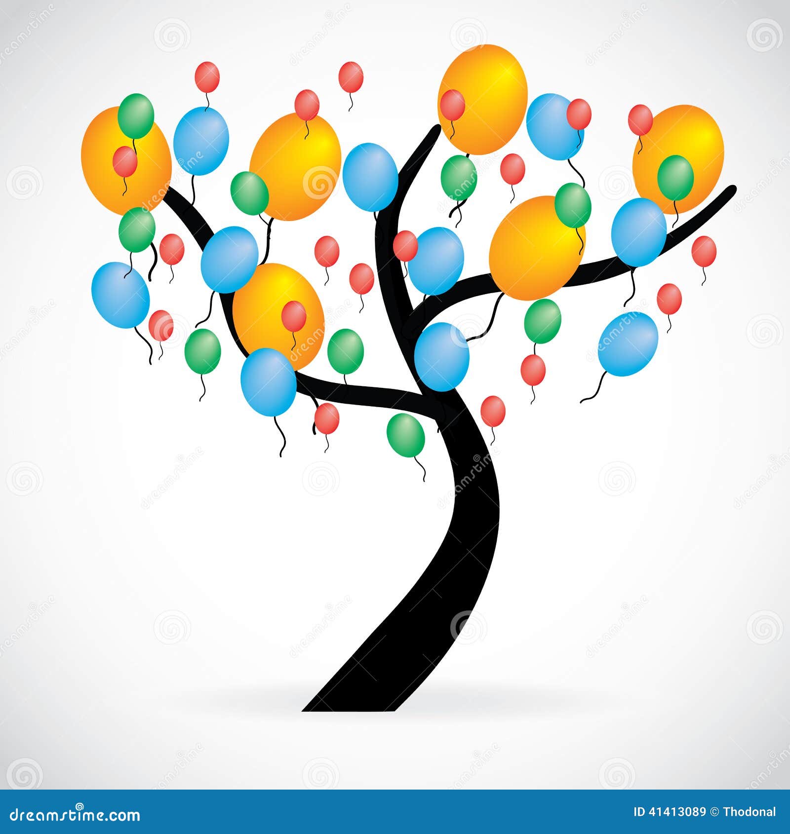 Illustration of a Tree with Multicolored Balloons Stock Illustration ...