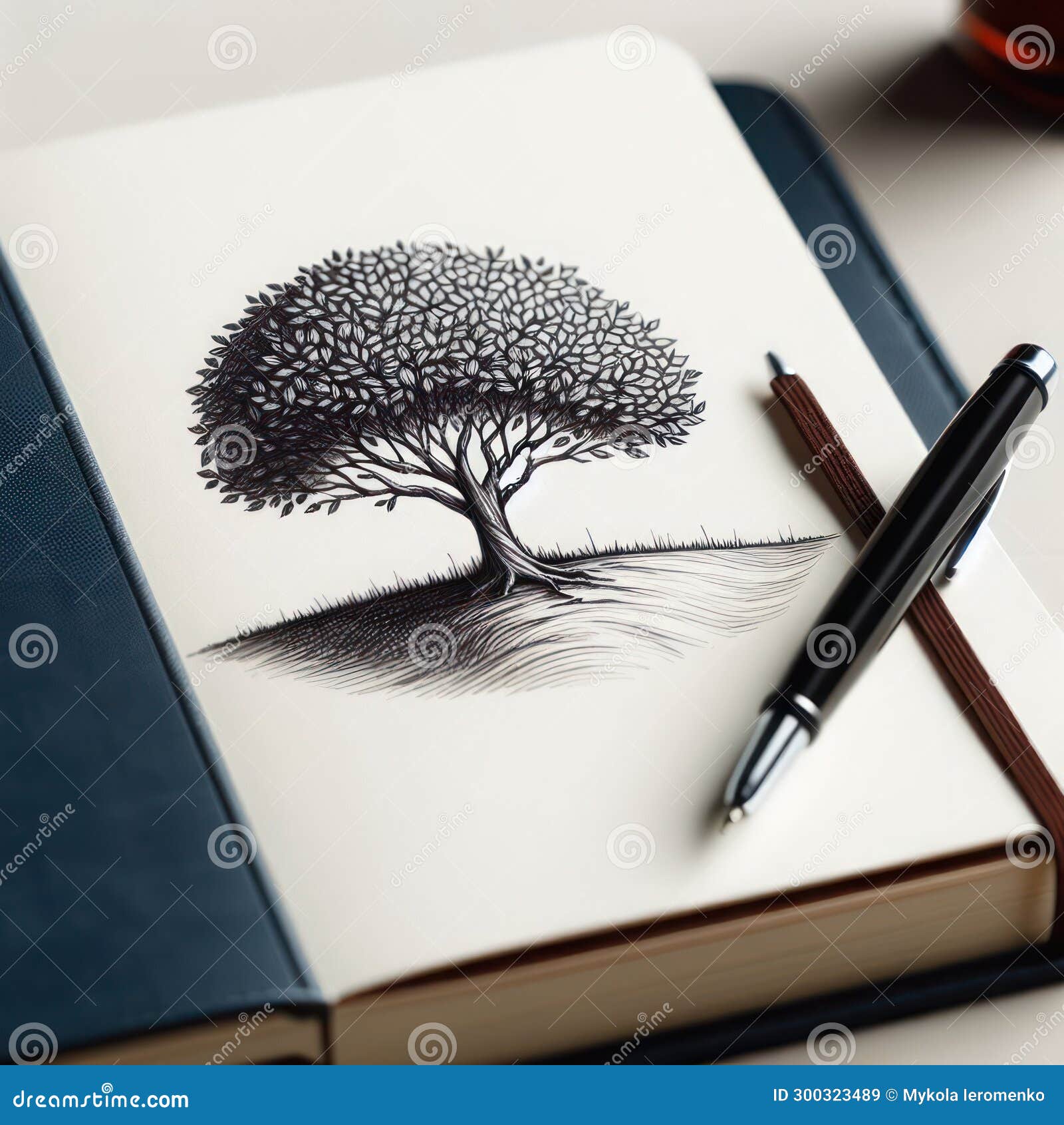 Illustration of a Tree on a Notebook Page. Stock Illustration ...