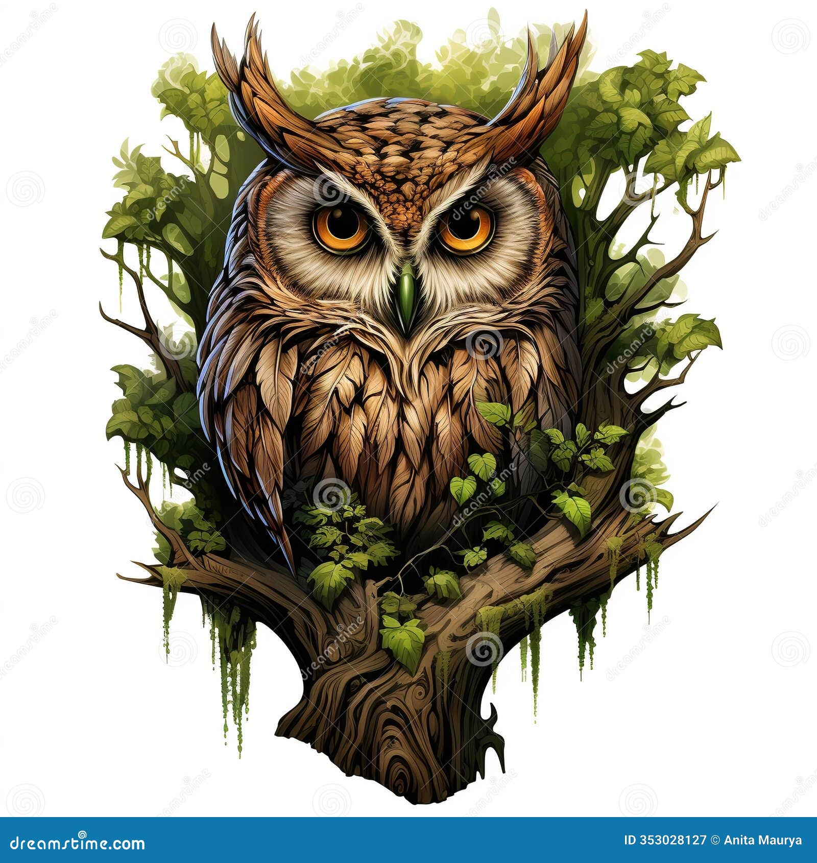 Illustration of Tree Owl Transparent Background, Generative Ai Stock ...