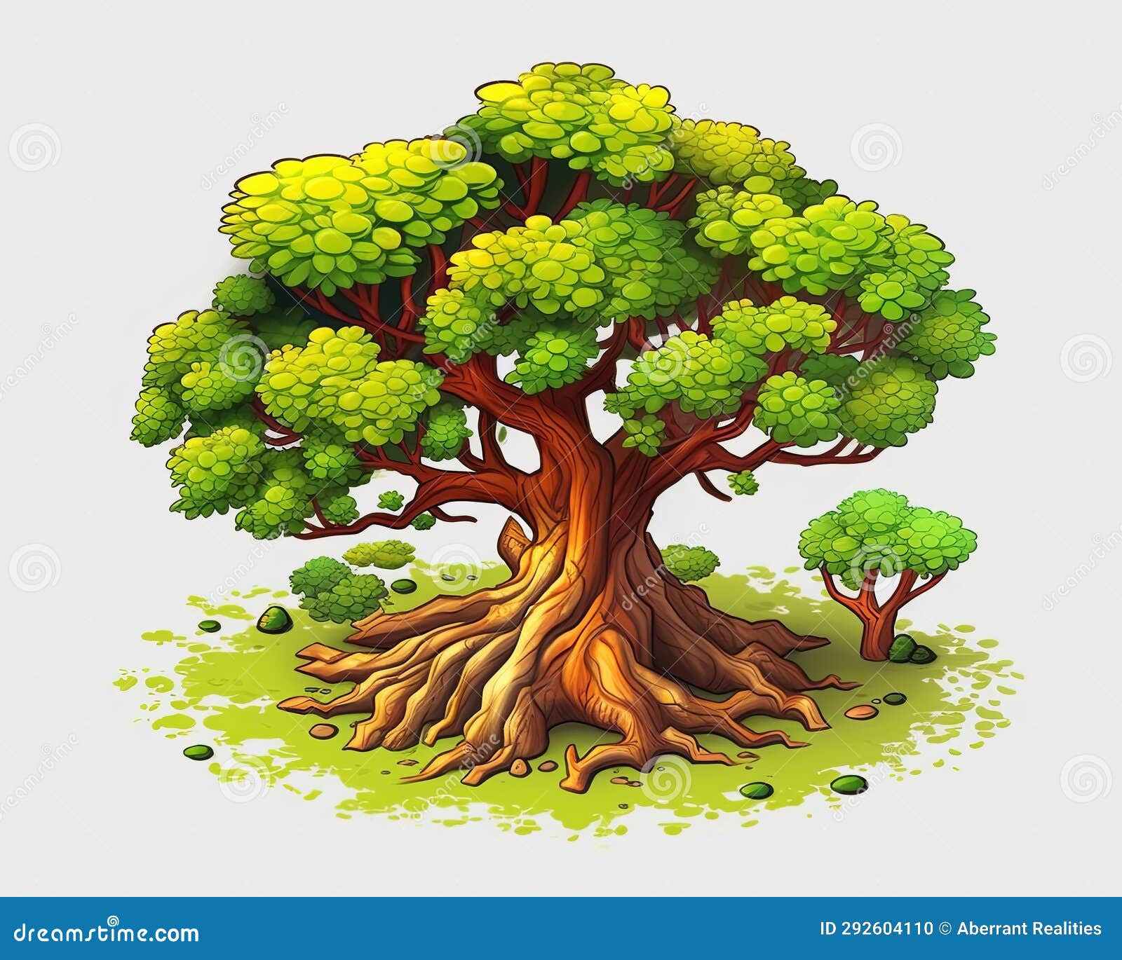 An Illustration of a Tree with Roots Stock Illustration - Illustration ...