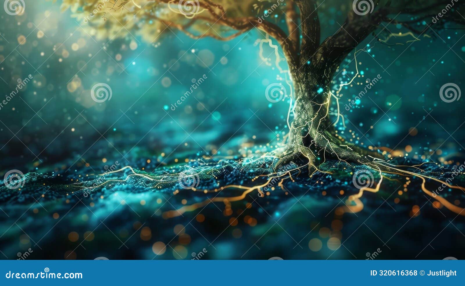 An Illustration of a Tree with Roots Spreading Out and Intertwining ...