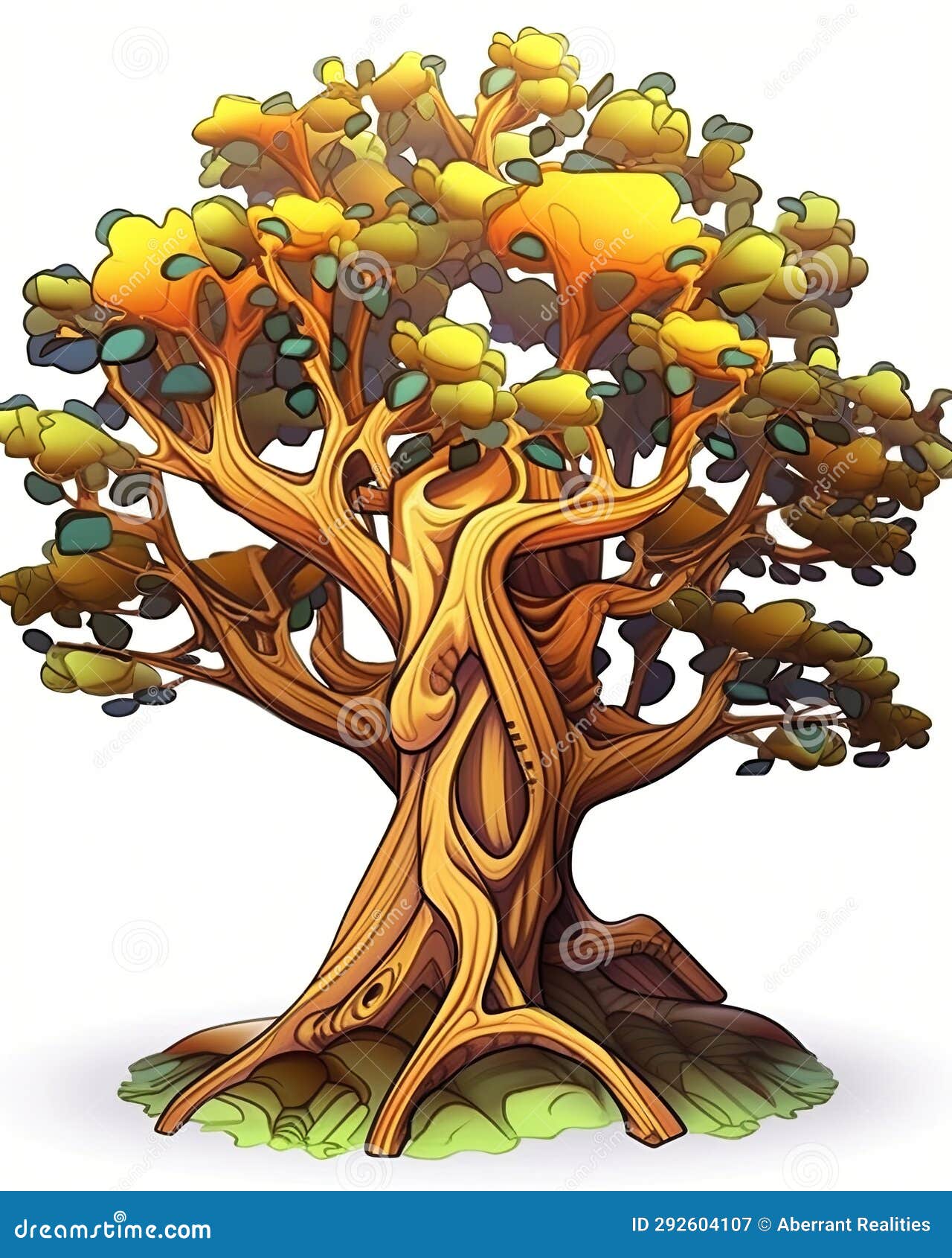 An Illustration of a Tree with Roots on a White Background Stock ...