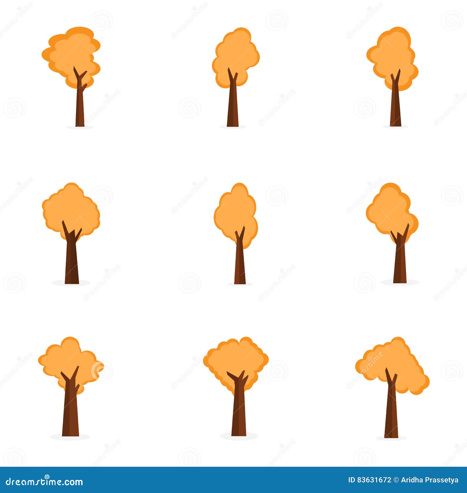 Illustration of Tree Set Flat Vector Stock Vector - Illustration of ...