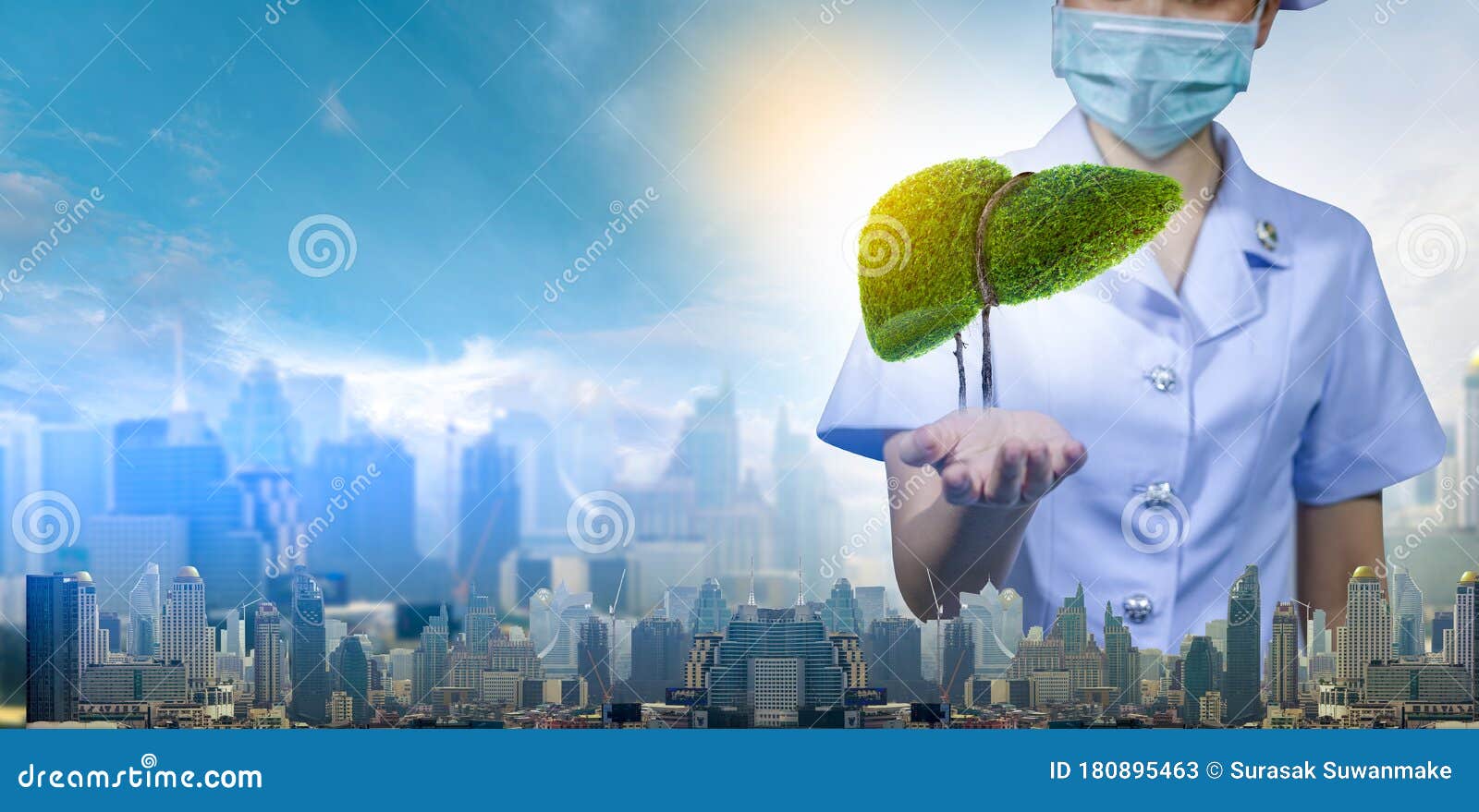 Illustration of a Tree in the Shape of a Liver Environment and Medicine ...