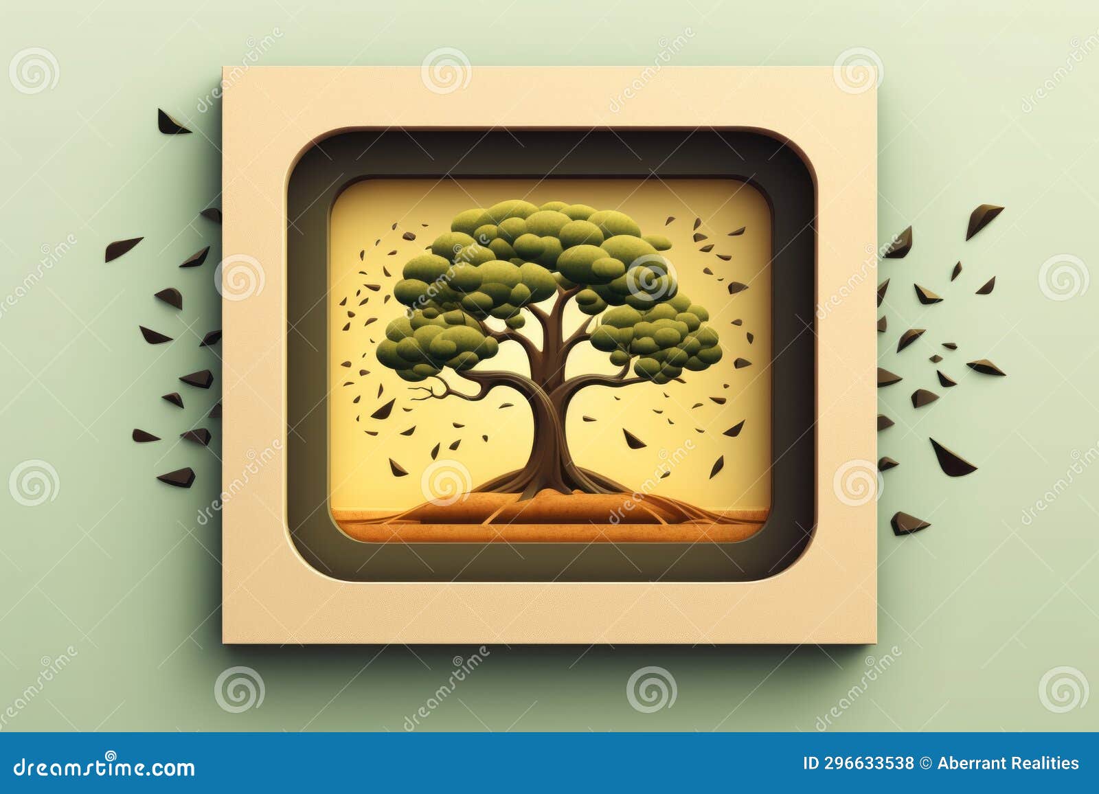 An Illustration of a Tree in a Square Frame Stock Illustration ...