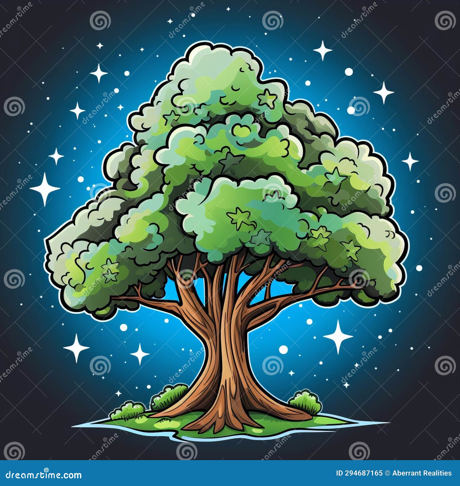 An Illustration of a Tree with Stars on it Stock Illustration ...