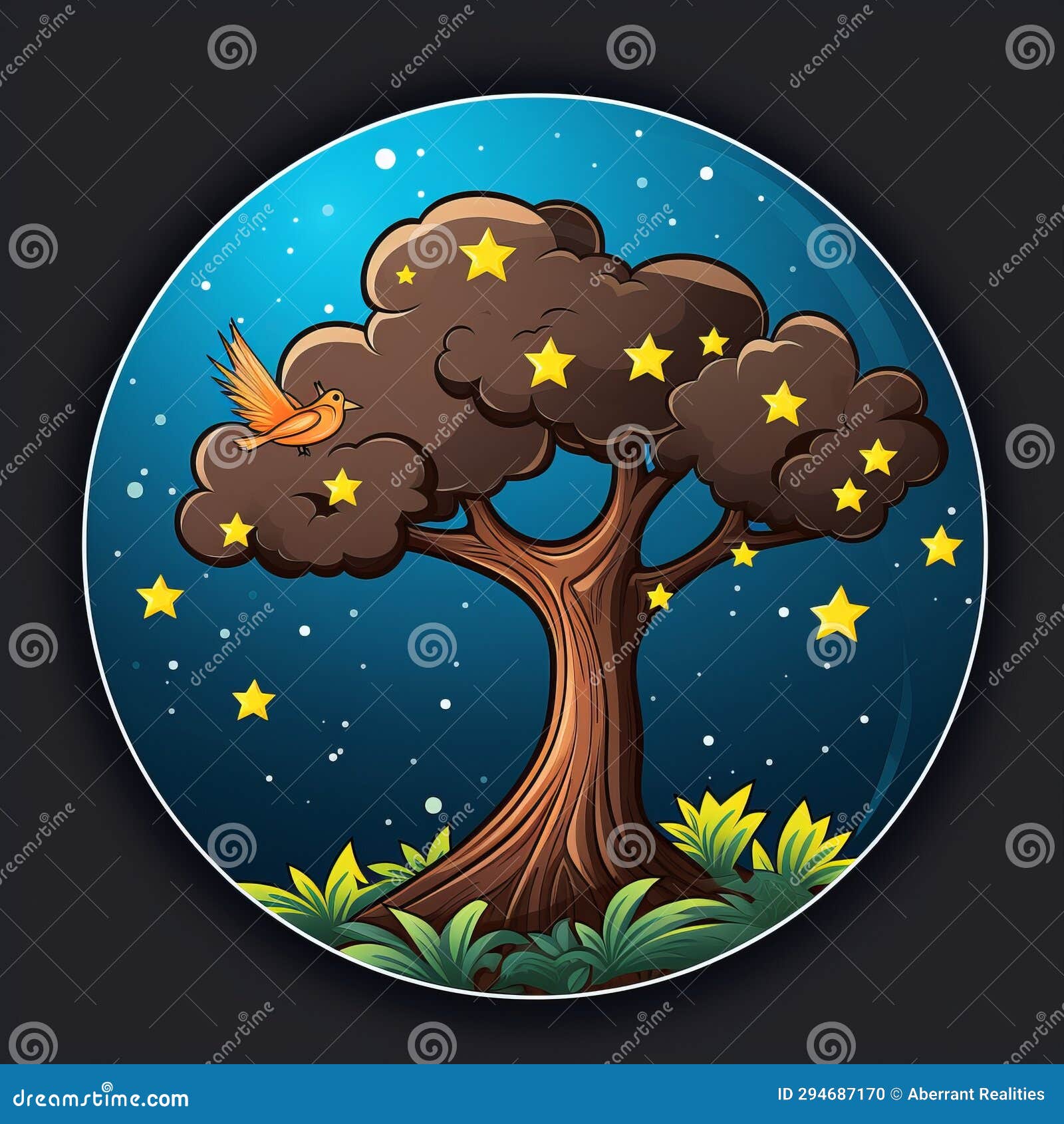 An Illustration of a Tree with Stars on it Stock Illustration ...