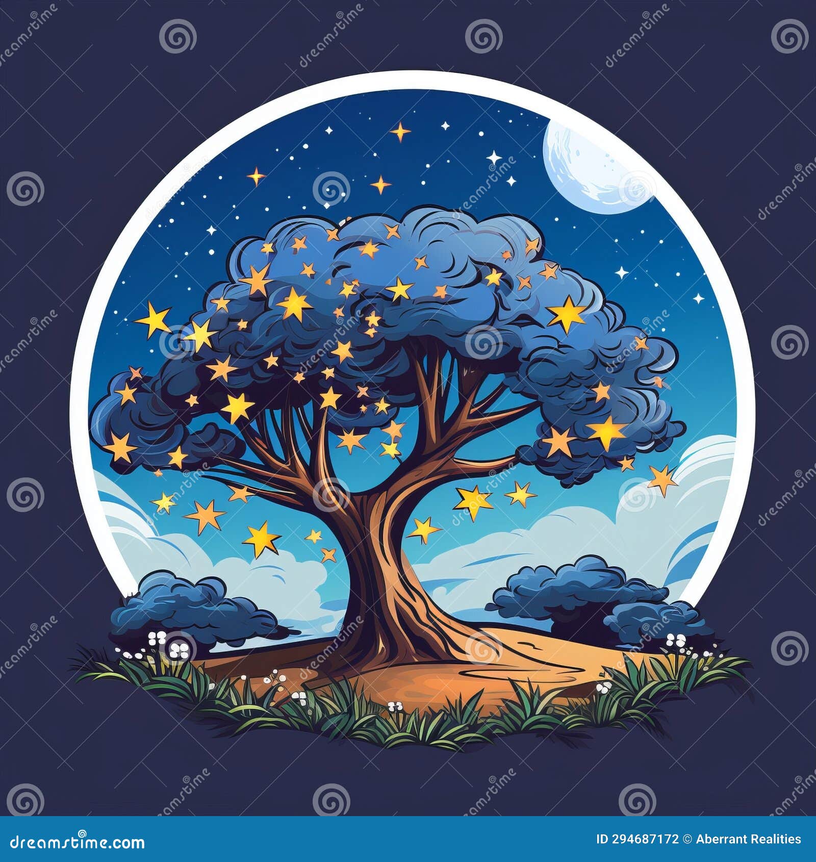 An Illustration of a Tree with Stars on it Stock Illustration ...