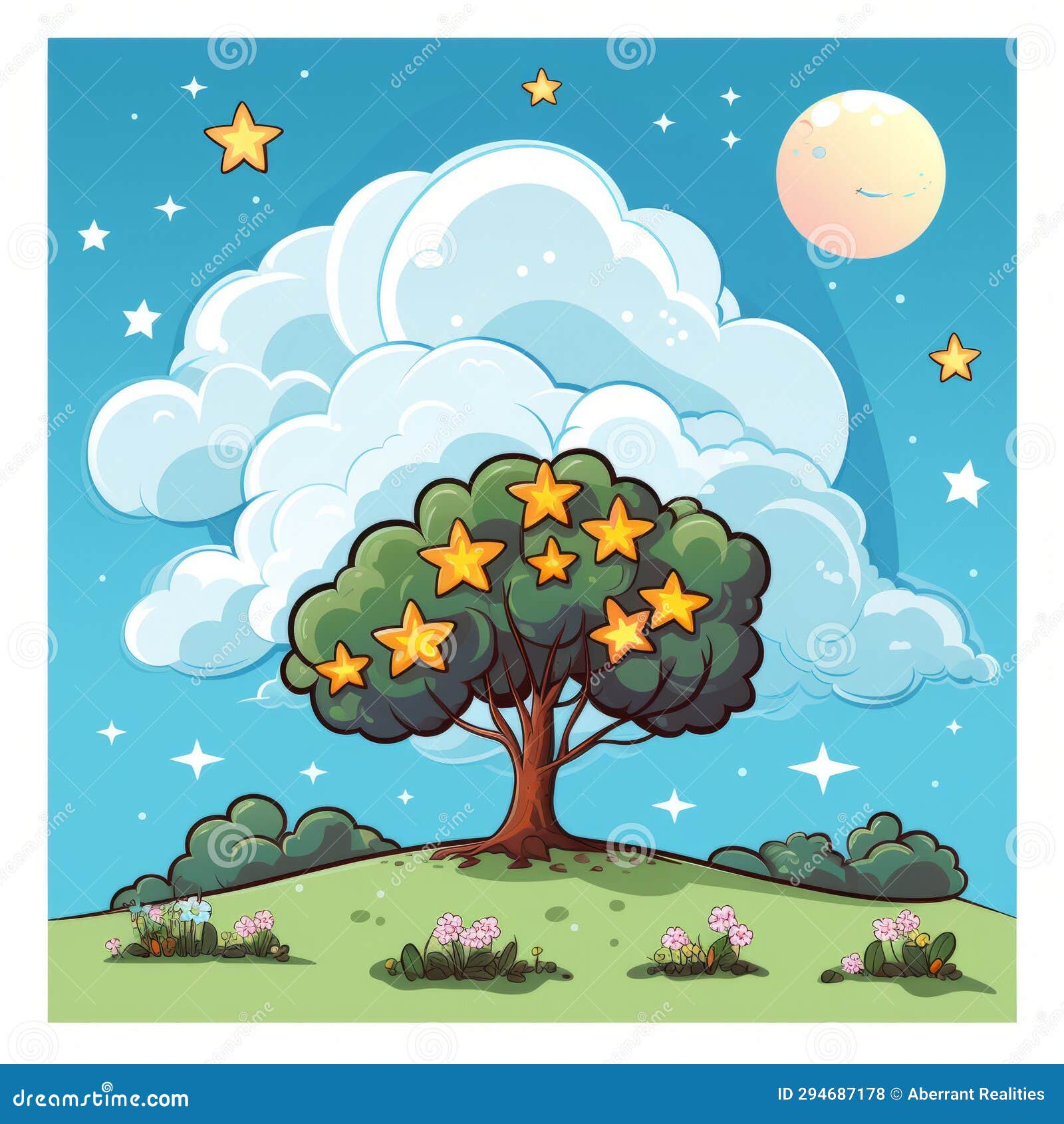 An Illustration of a Tree with Stars on it Stock Illustration ...