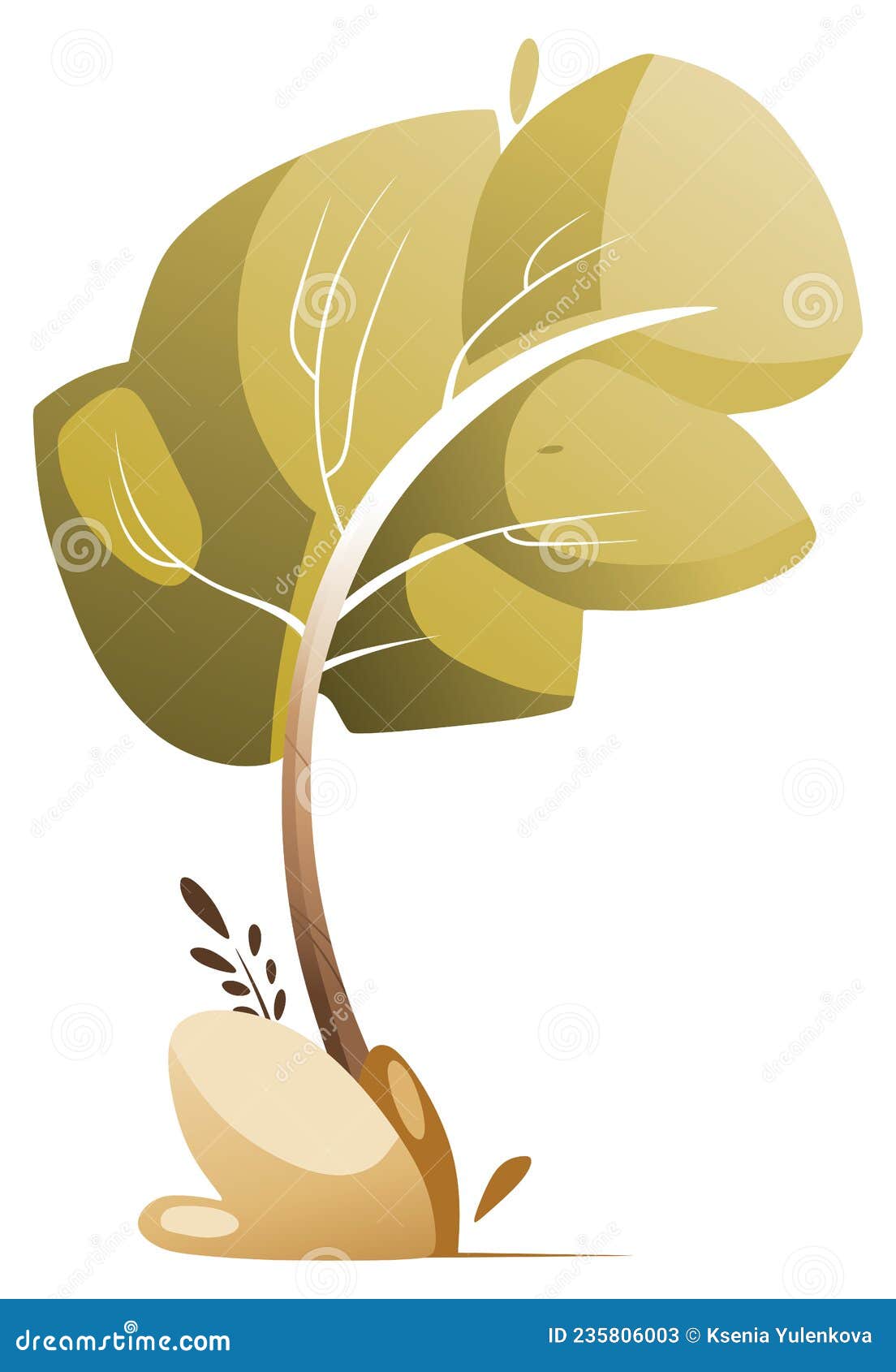 Illustration of a Tree Swaying in the Wind. Stock Vector - Illustration ...