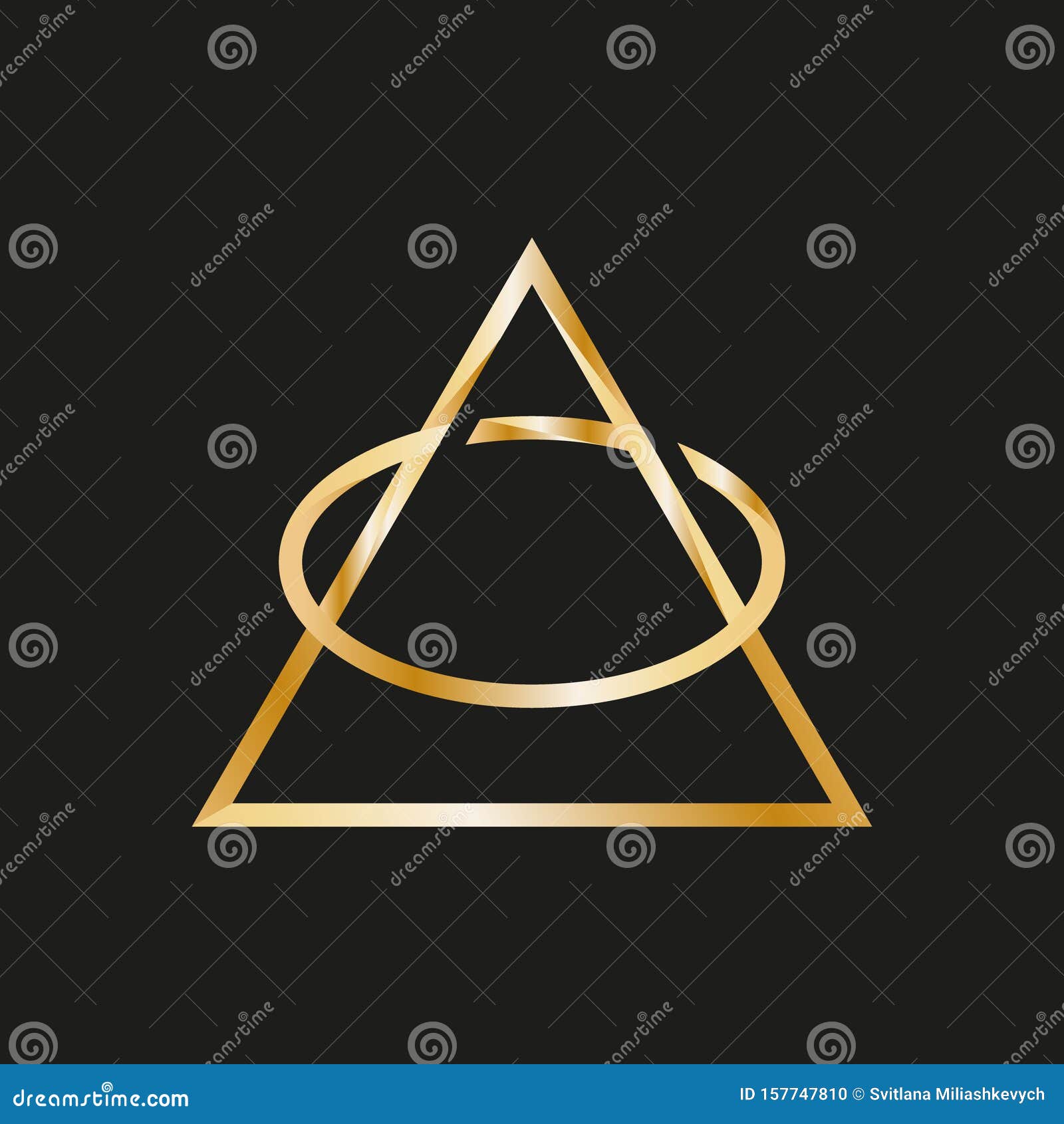 Triangle Logo with Golden Circle Stock Illustration - Illustration of ...