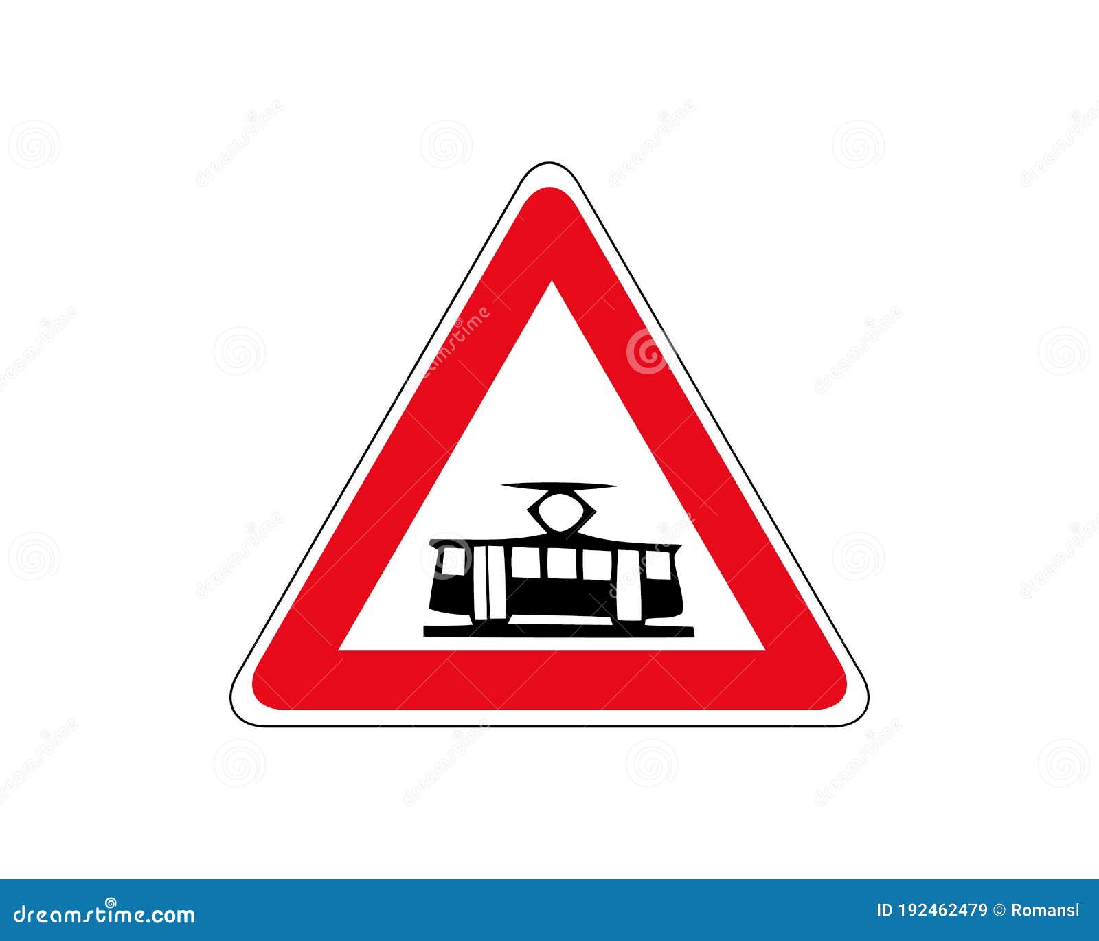 Illustration of Triangle Warning Sign of Crossing with a Tram Line ...