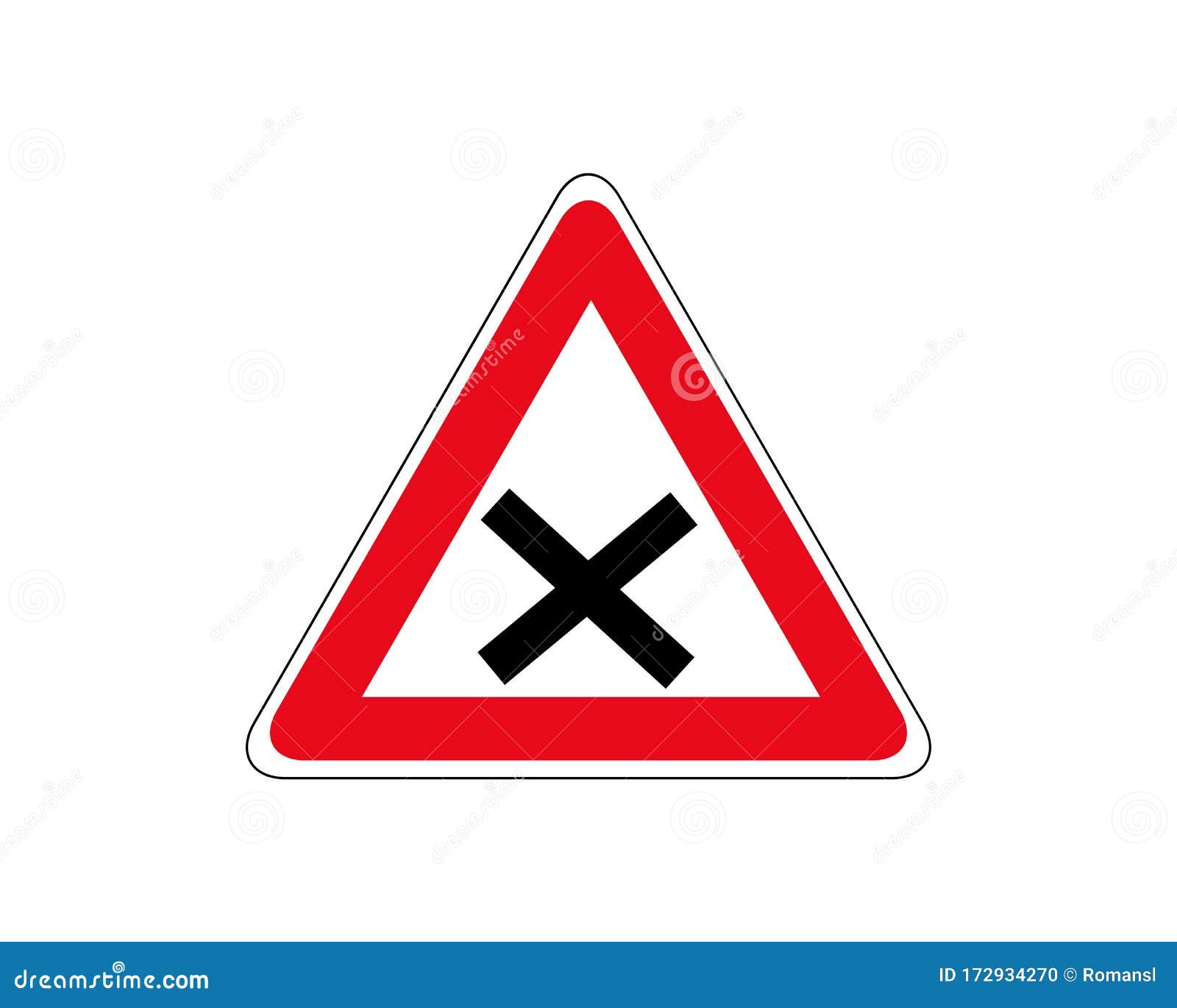 Illustration of Triangle Warning Sign for Intersection Stock Vector ...