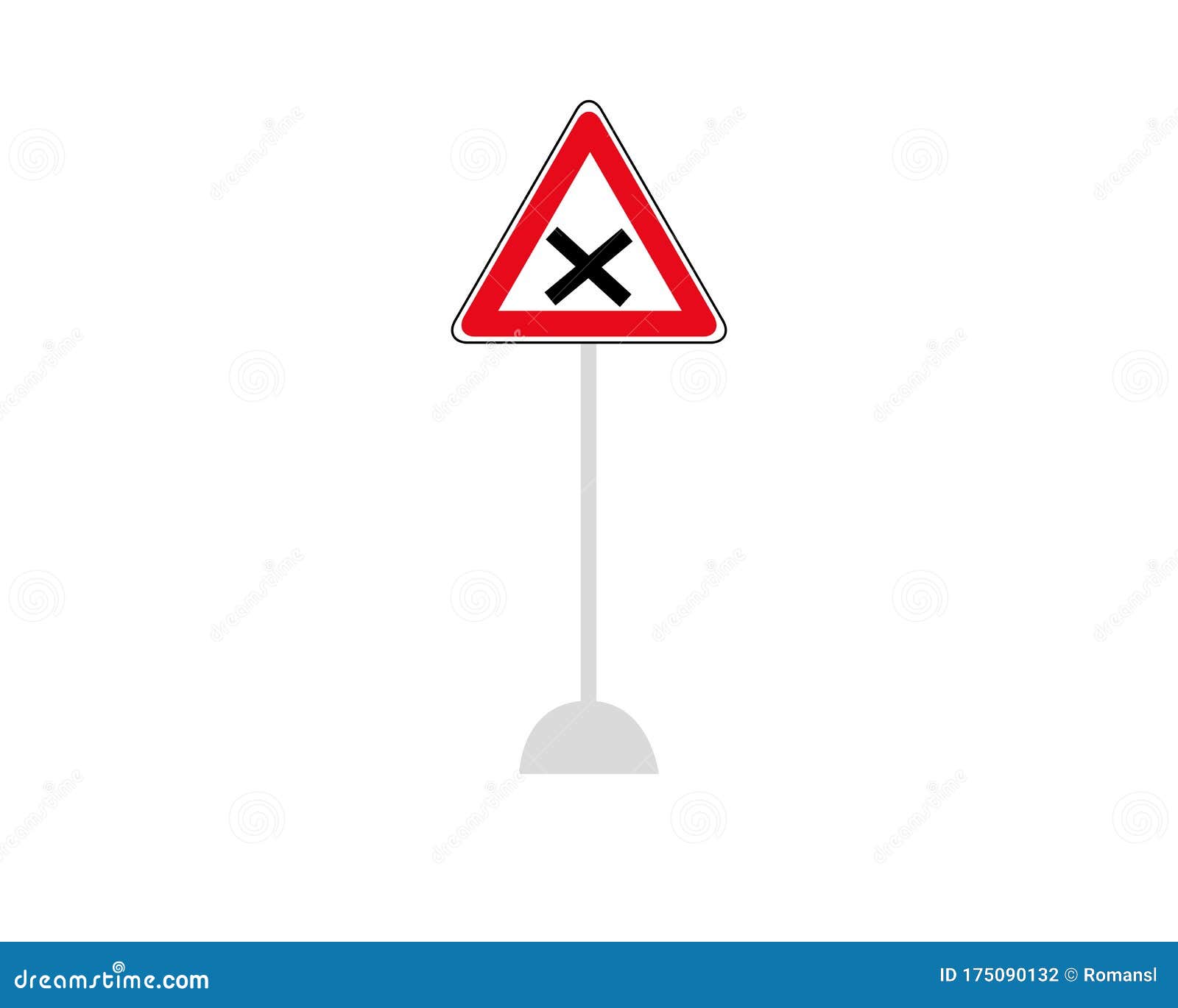 Illustration of Triangle Warning Sign for Intersection Stock Vector ...