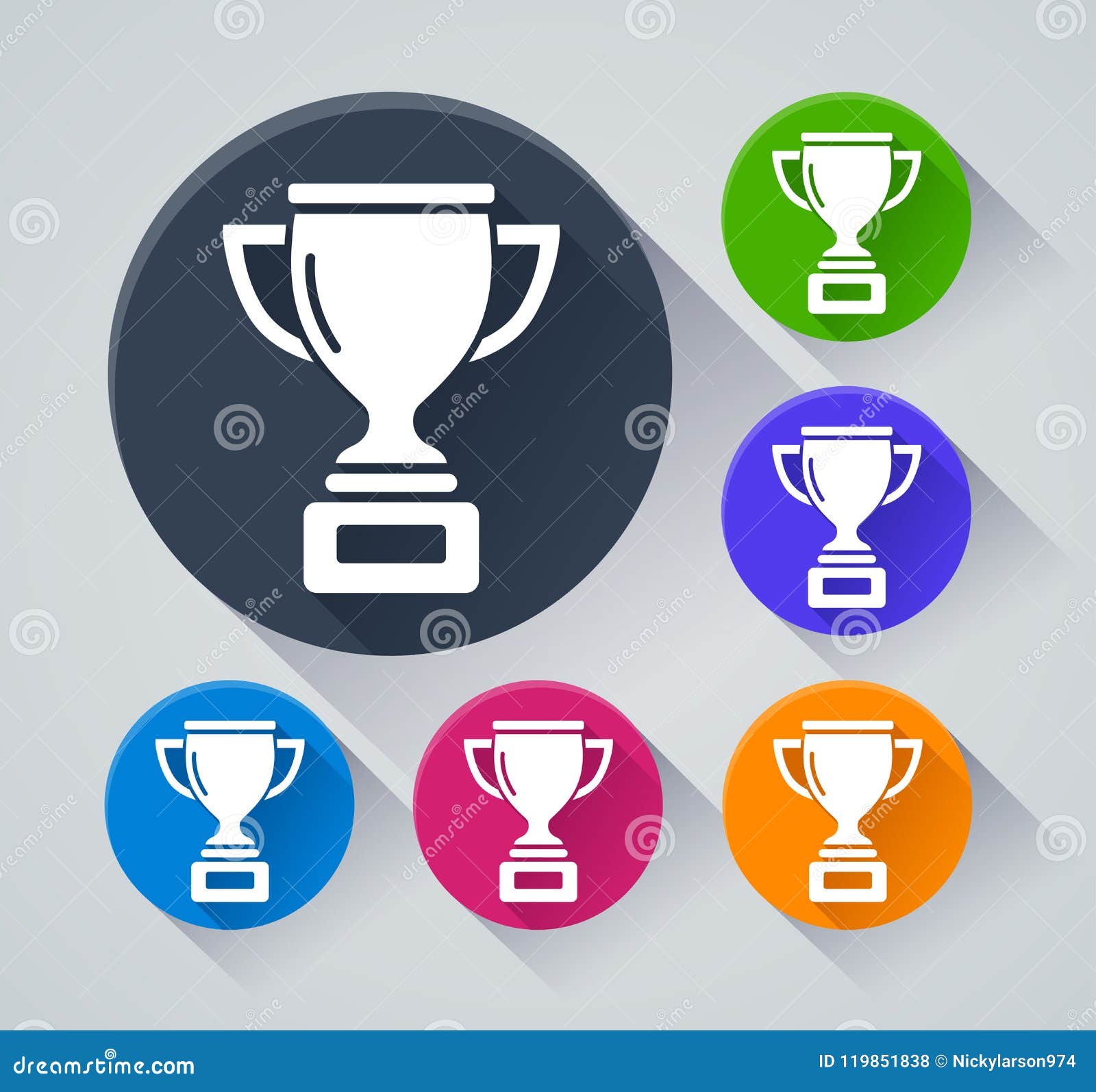 Trophy Circle Icons with Shadow Stock Vector - Illustration of green ...