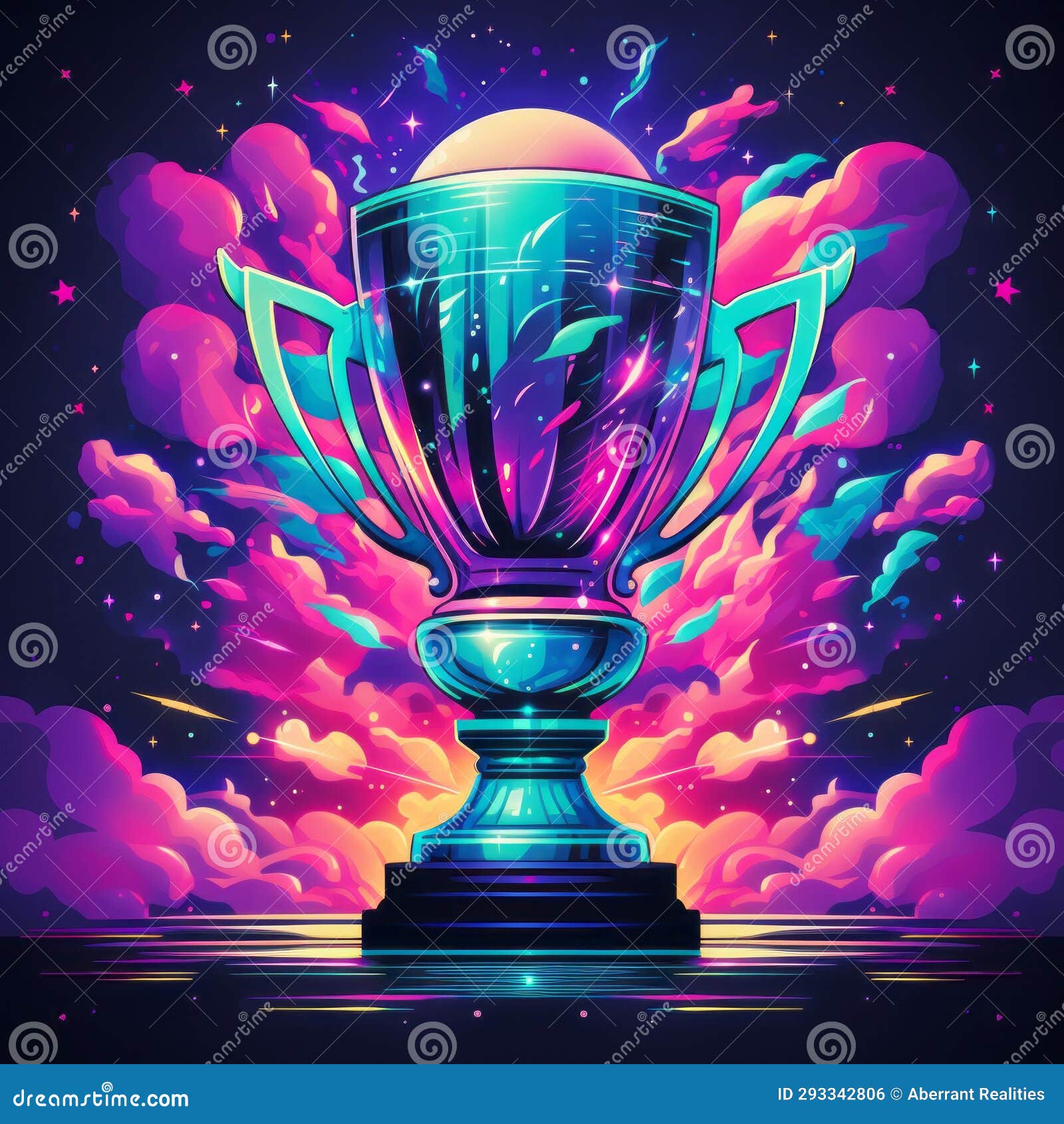 An Illustration of a Trophy on a Dark Background Stock Illustration ...