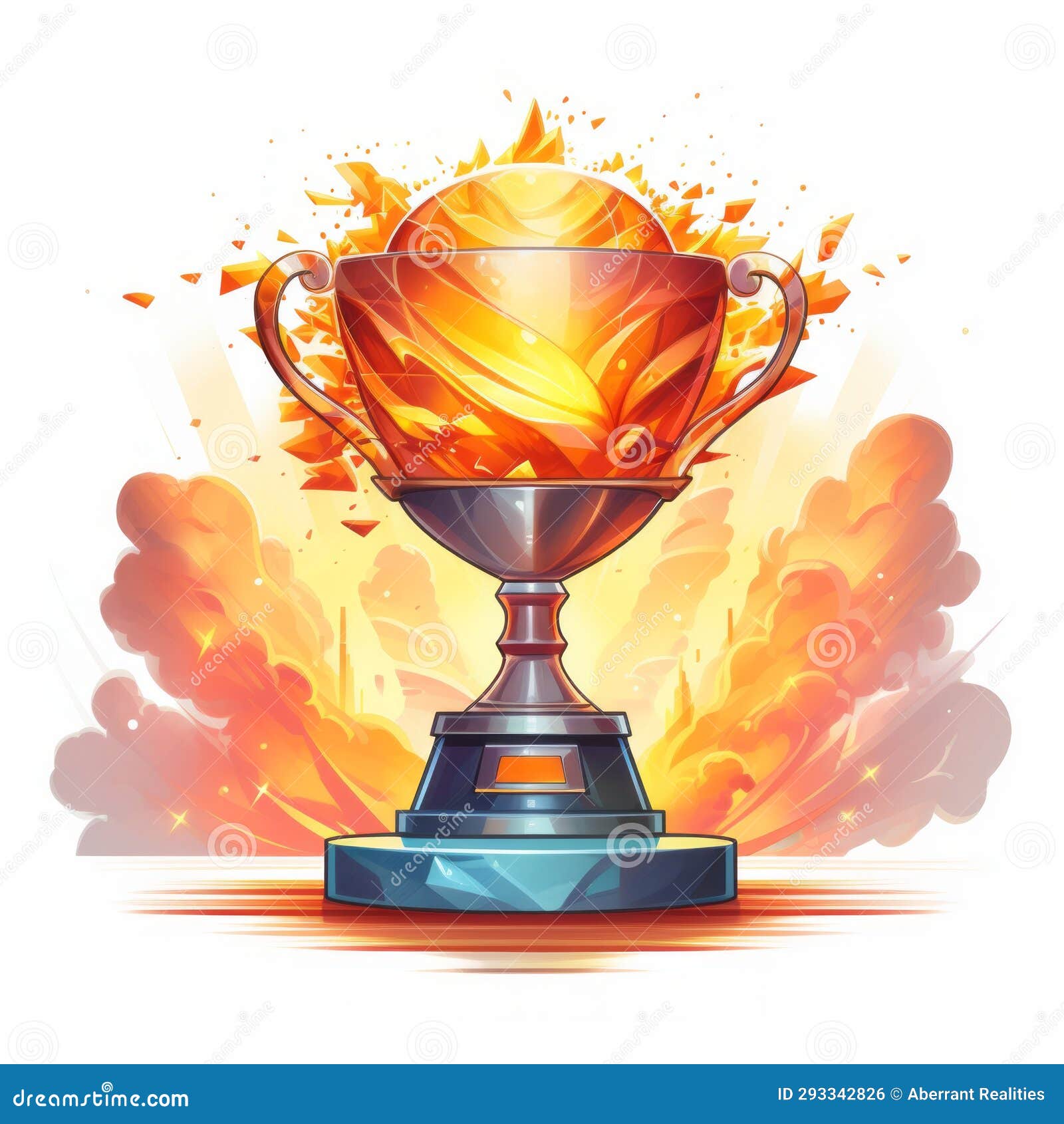 An Illustration of a Trophy with Flames Coming Out of it Stock ...