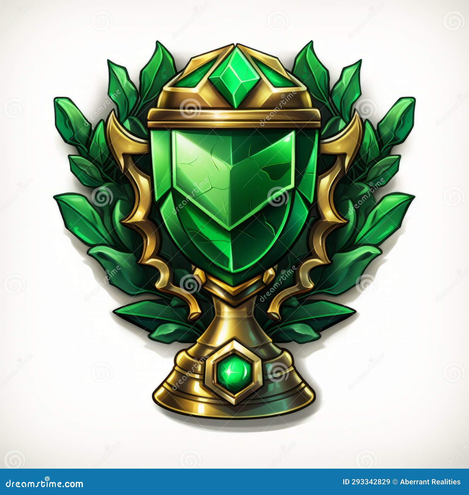 An Illustration of a Trophy with Green Gems on it Stock Illustration ...