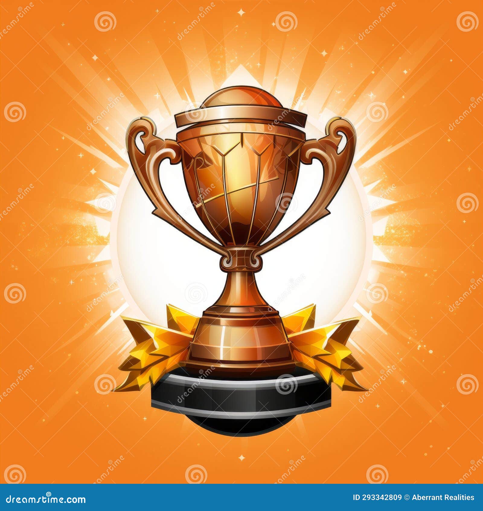 An Illustration of a Trophy on an Orange Background Stock Illustration ...