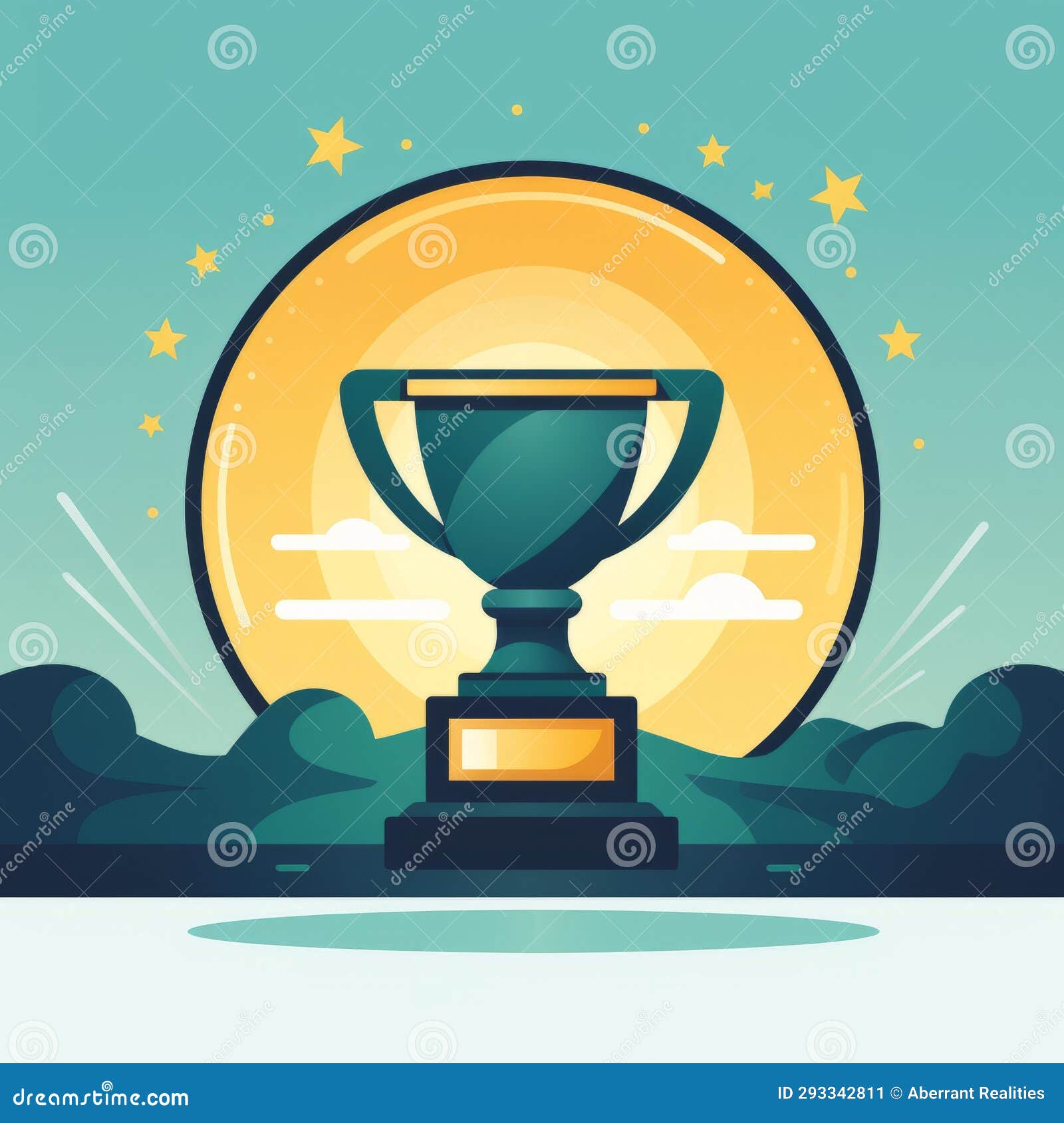 An Illustration of a Trophy on Top of a Mountain Stock Illustration ...
