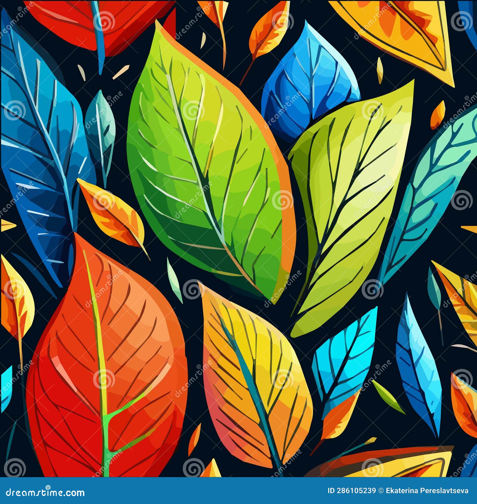 Illustration of Tropical Colorful Plants in the Form of a Patern ...