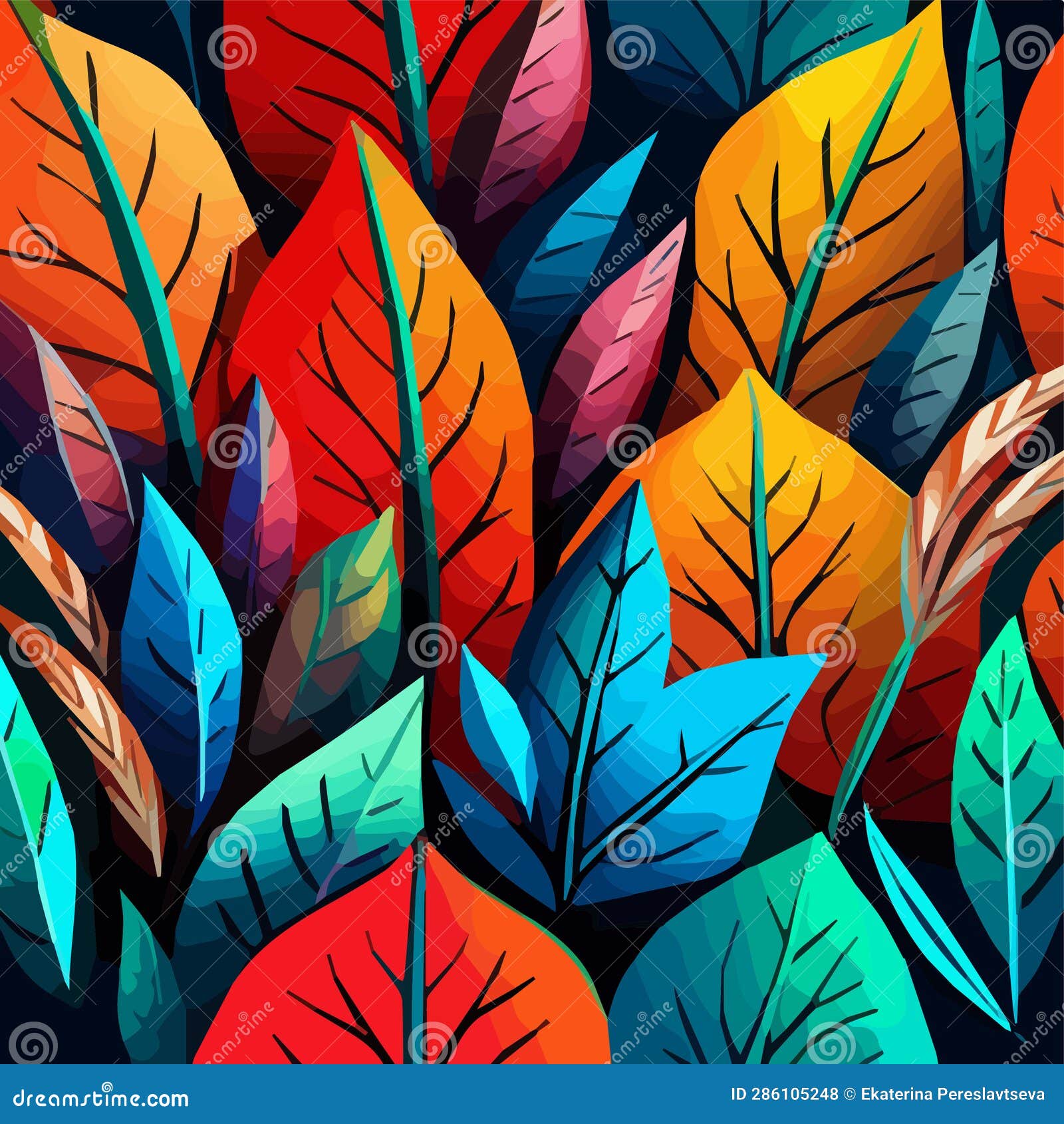 Illustration of Tropical Colorful Plants in the Form of a Patern ...