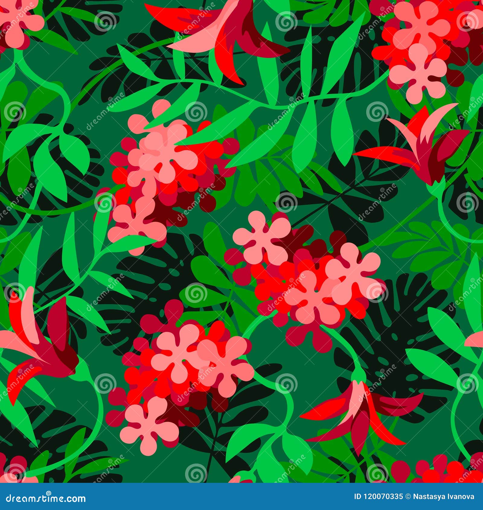 Tropical Forest Seamless Pattern Stock Vector - Illustration of america ...