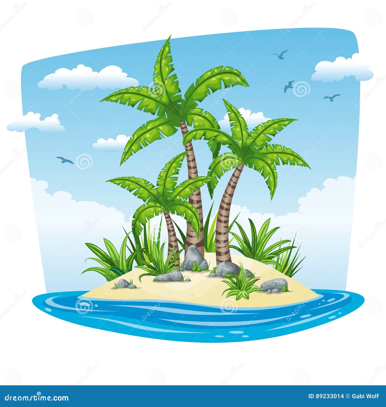 Tropical Isle Background Vector Illustration | CartoonDealer.com #10743272