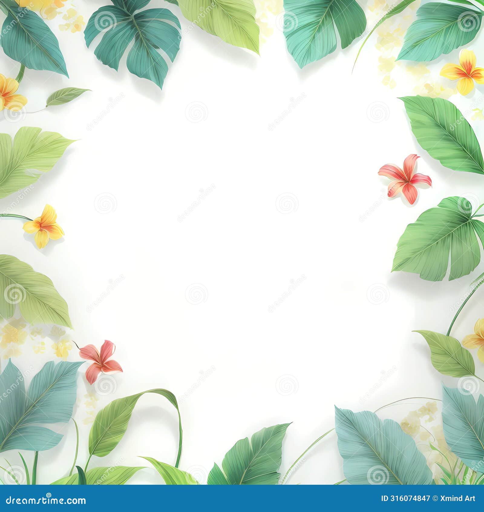 Illustration Tropical Leaf Frame with Copy Space Ai Generated Stock ...