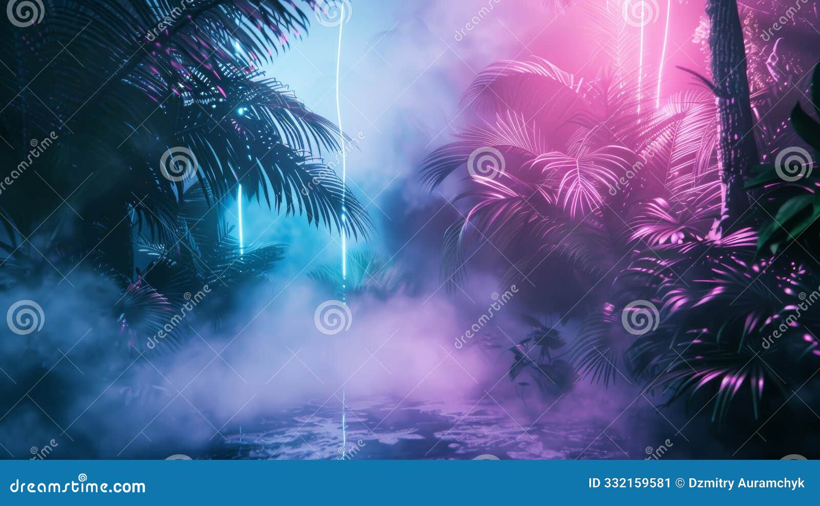 Illustration of Tropical Neon Light in a Retro Style with a Tropical ...
