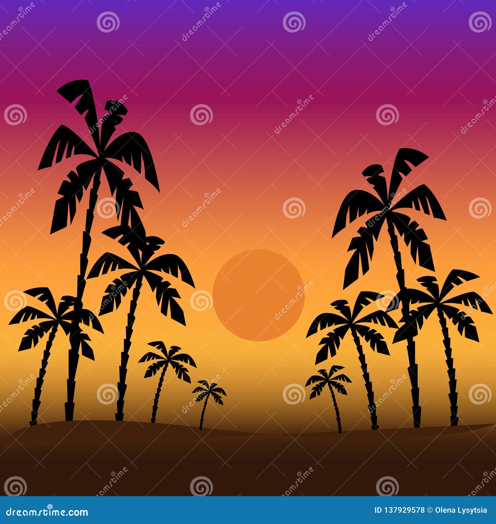 Illustration of a Tropical Sunset Stock Vector - Illustration of ...