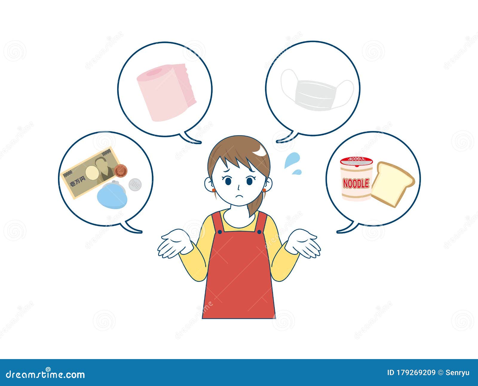 Troubled woman stock vector. Illustration of buyingup - 179269209