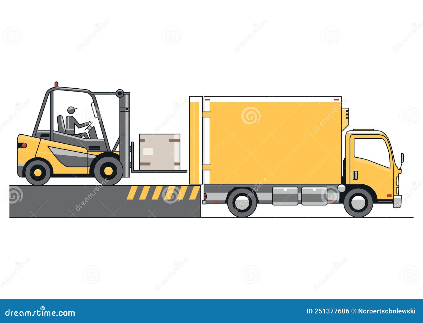 Forklift Loading a Small Truck. Stock Vector - Illustration of truck ...