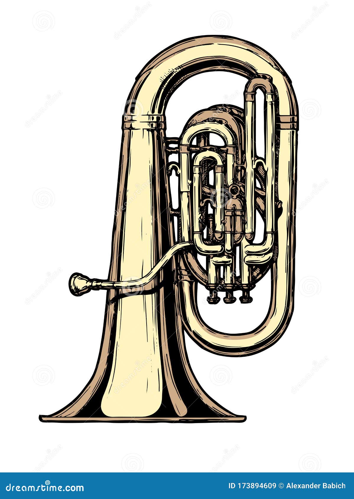 Illustration of tuba stock vector. Illustration of classical - 173894609