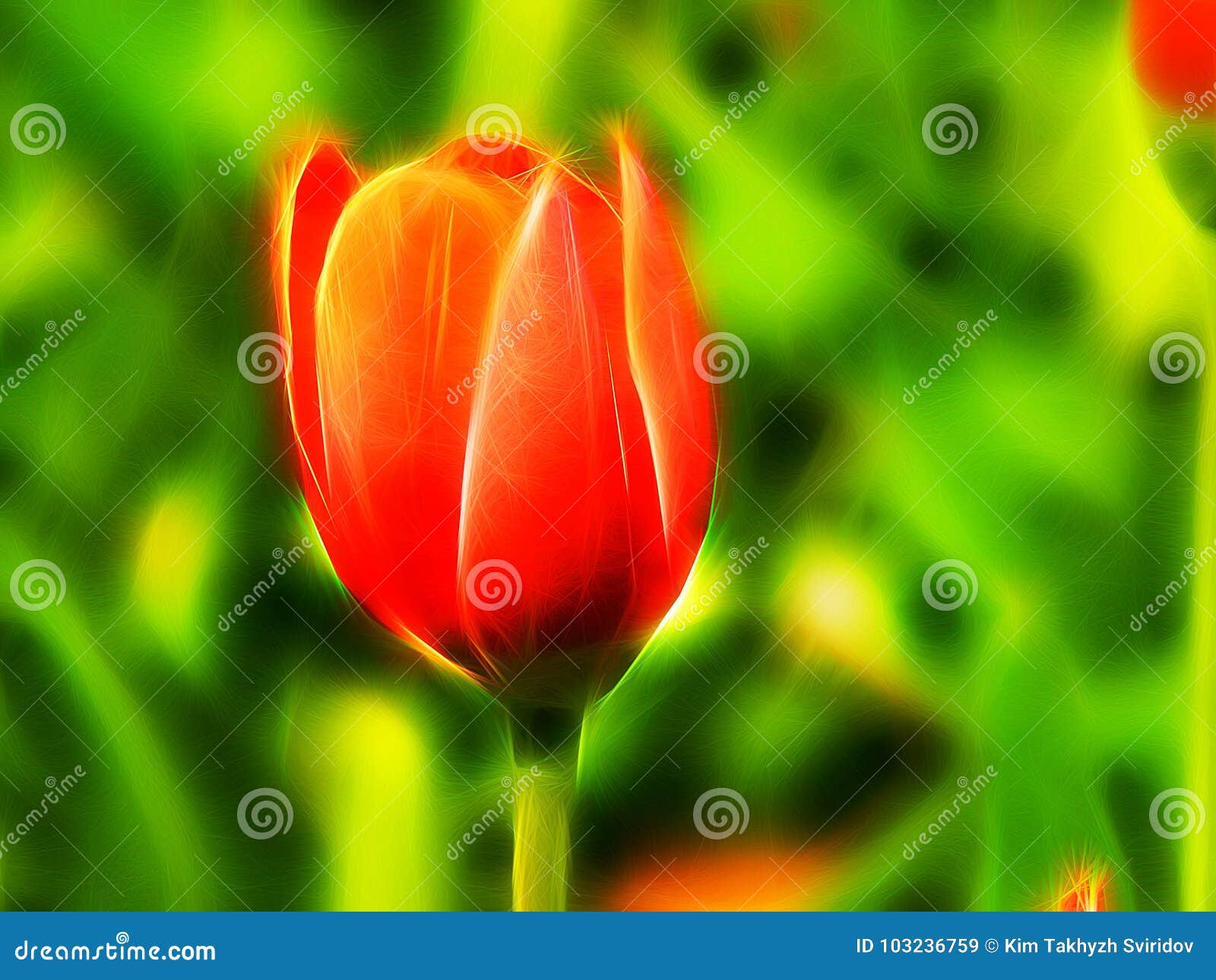 Illustration of a Tulip Flower in a Neon Light Stock Illustration ...