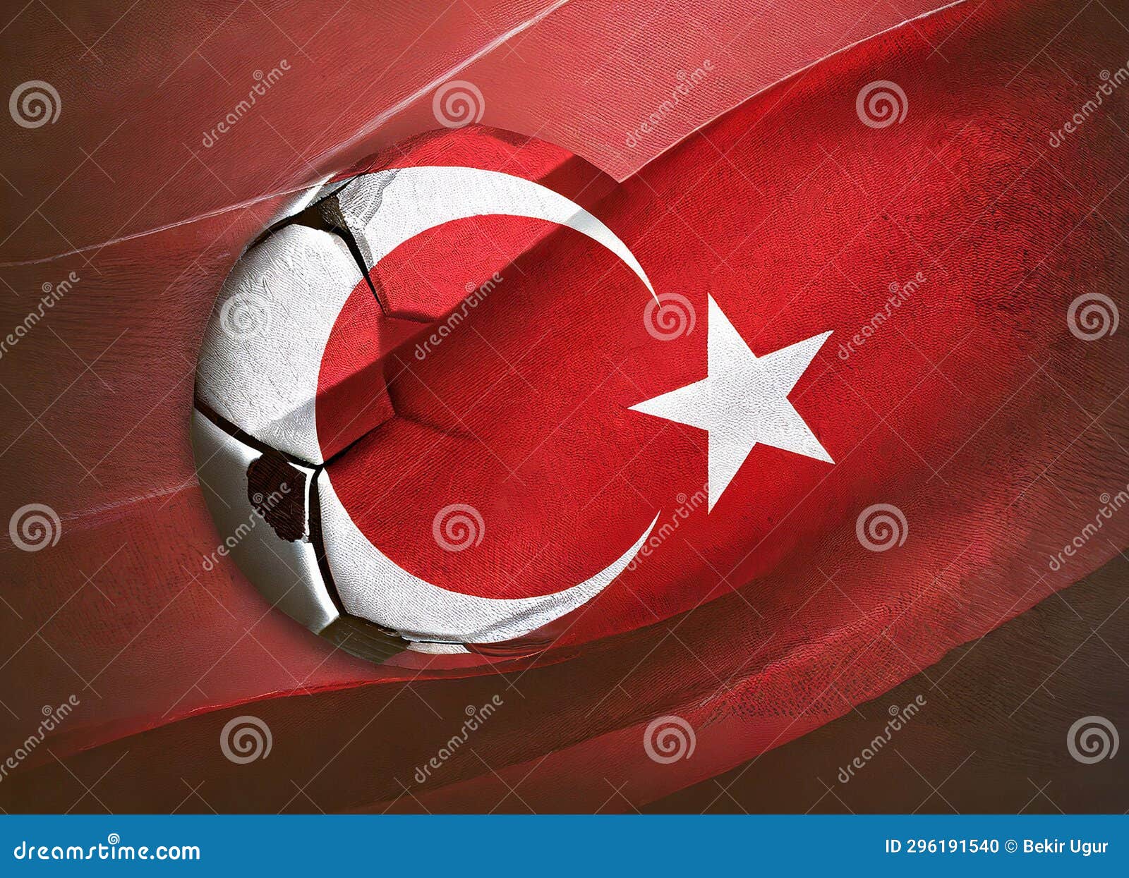 Illustration of a Turkey Flag with the Soccer Ball Stock Illustration ...