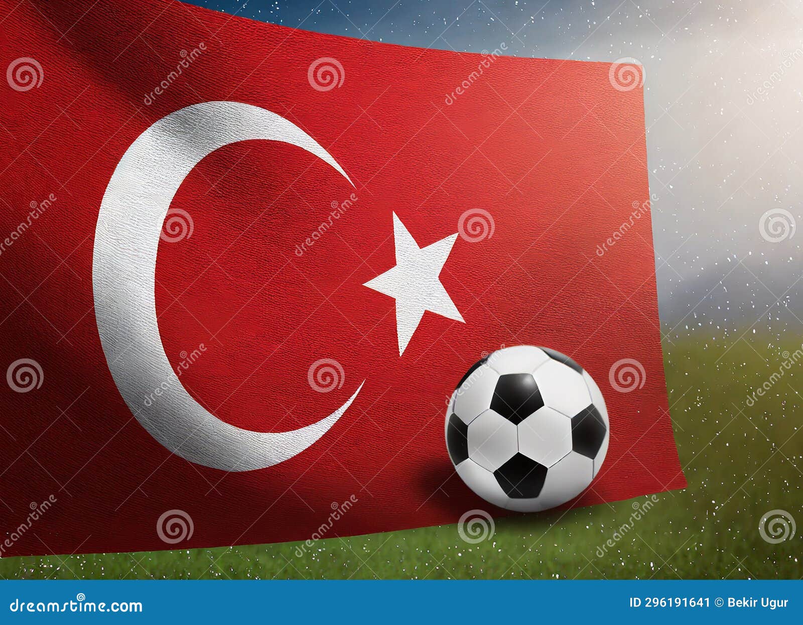 Illustration of a Turkey Flag with the Soccer Ball Stock Illustration ...